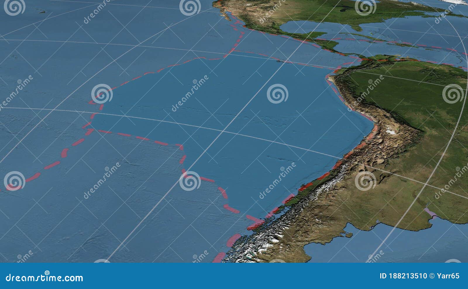 Nazca Plate Enlarged and Outlined - Satellite Stock Illustration ...