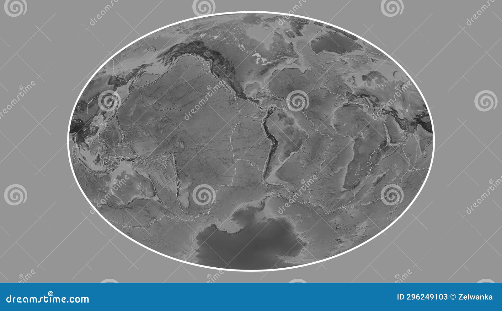 Nazca Plate - Global Map. Fahey. Grayscale Stock Illustration ...
