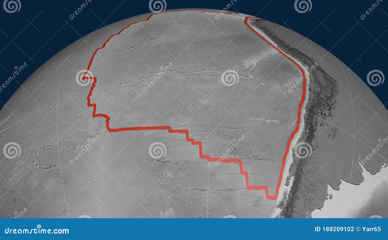 Nazca Plate Outlined - Grayscale Stock Illustration - Illustration of ...