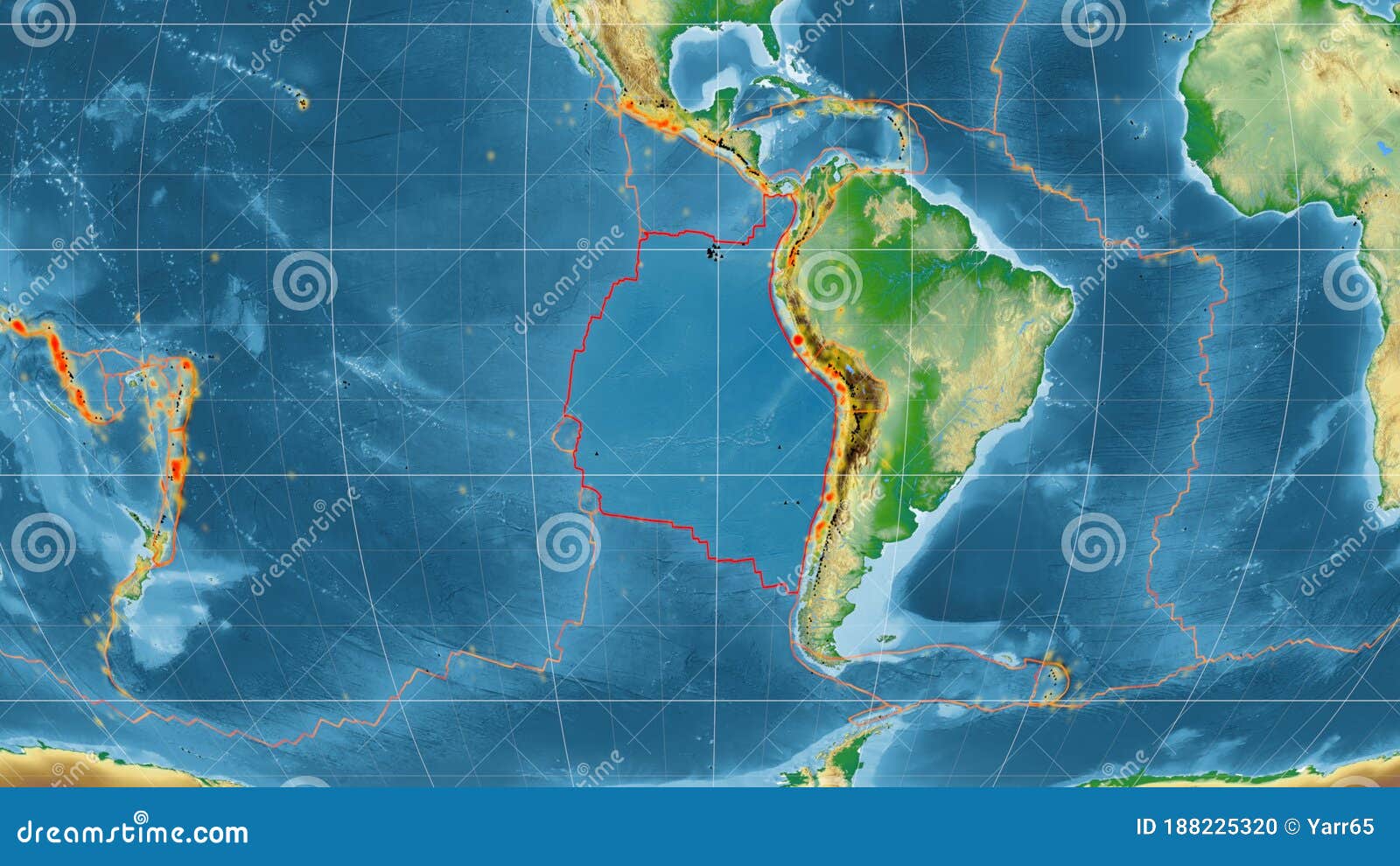 Nazca Plate Outlined, Kavrayskiy Projection - Physical Stock ...