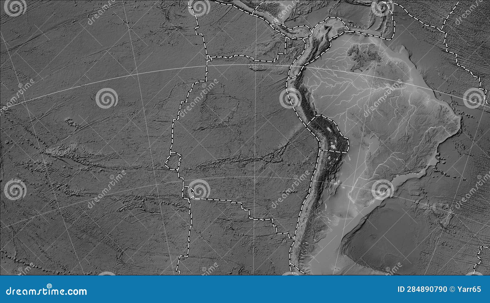 Nazca Plate - Boundaries. Grayscale Map Stock Illustration ...