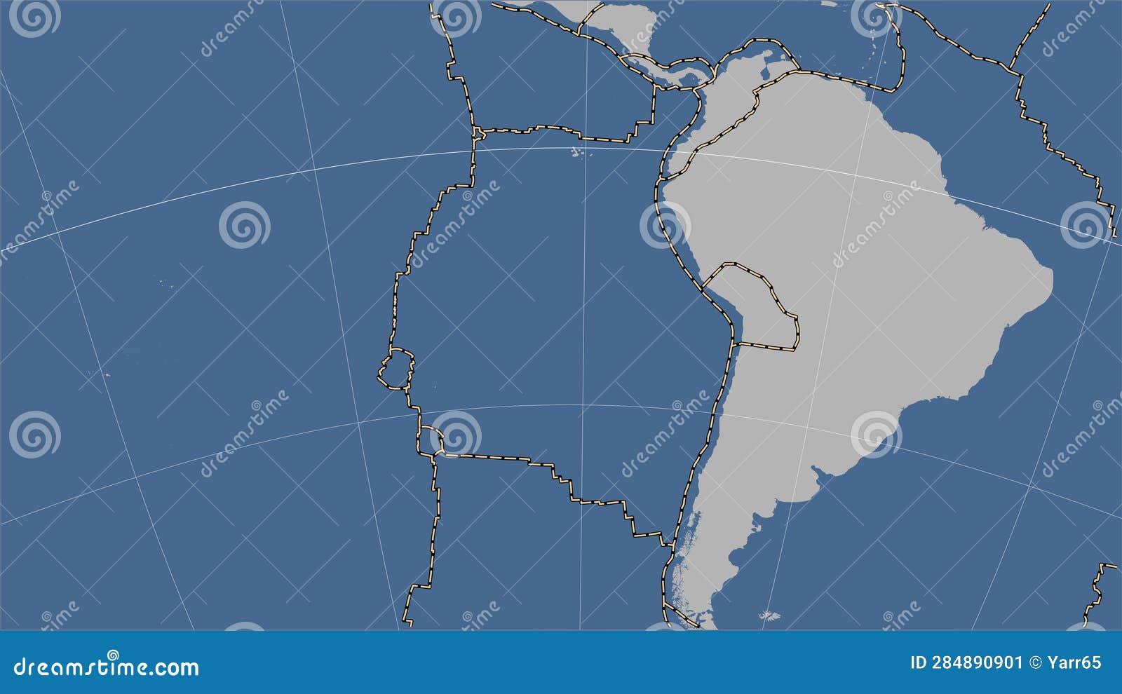 Nazca Plate - Boundaries. Contour Map Stock Illustration - Illustration ...