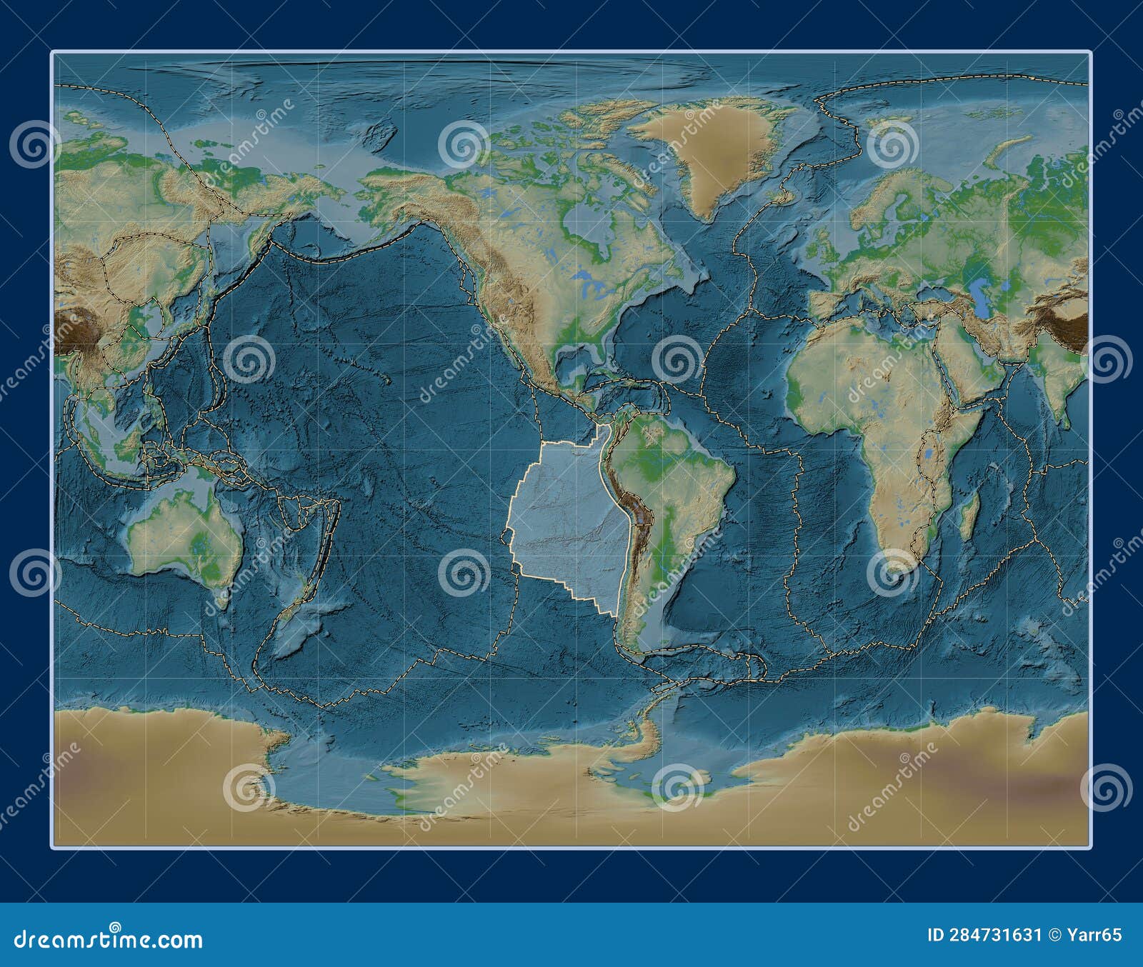Nazca Tectonic Plate. Physical. Gall Stereographic. Boundaries Stock ...