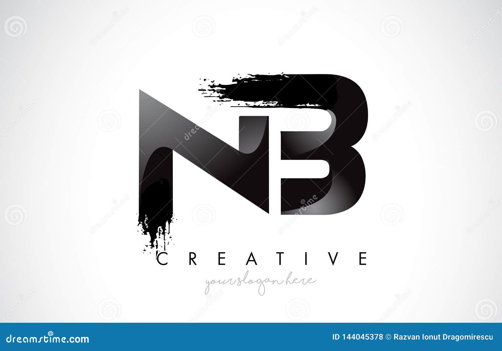 NB Letter Design with Brush Stroke and Modern 3D Look Stock Vector ...