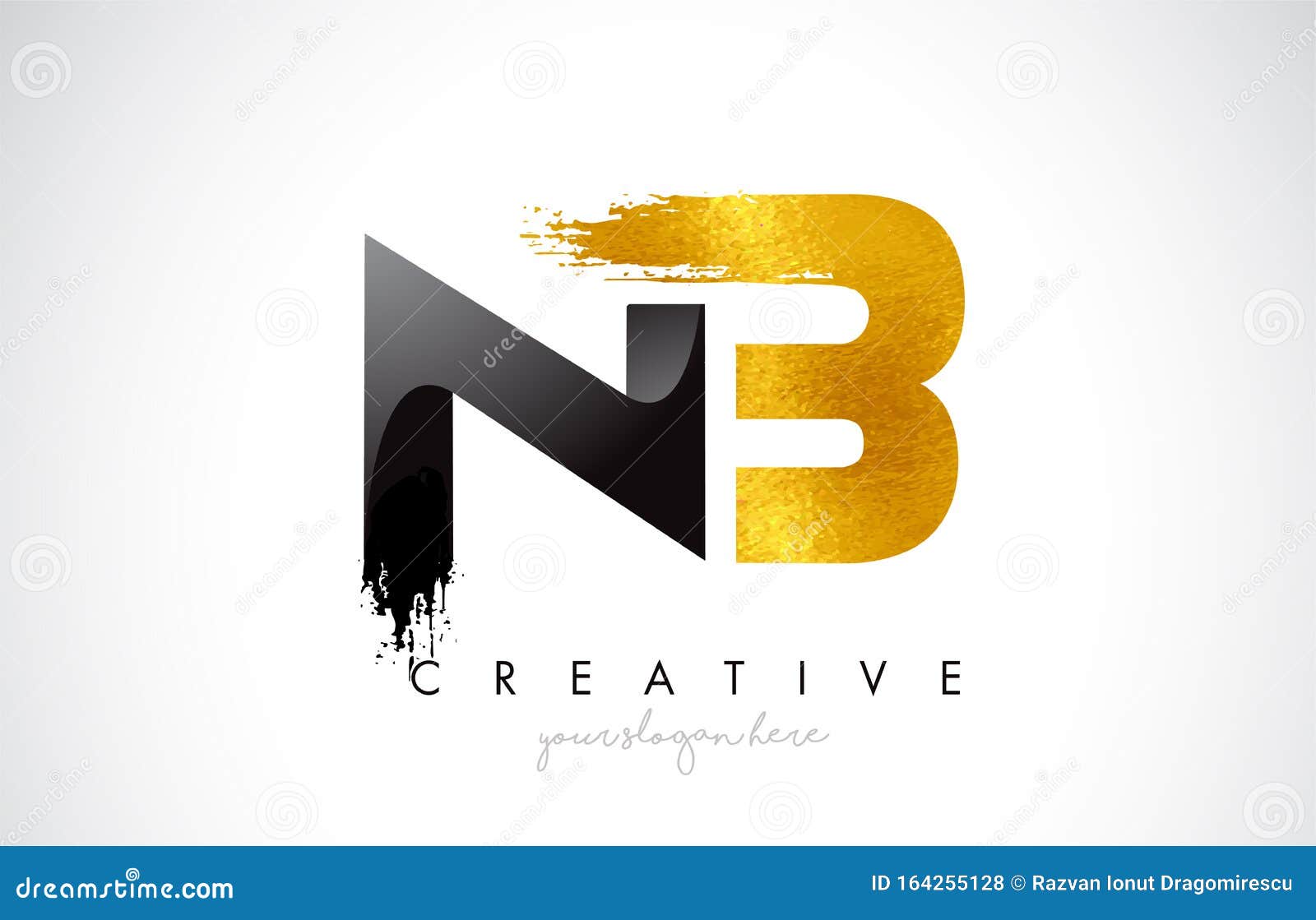 NB Letter Design with Brush Stroke and Modern 3D Look Stock Vector - Illustration of clean ...