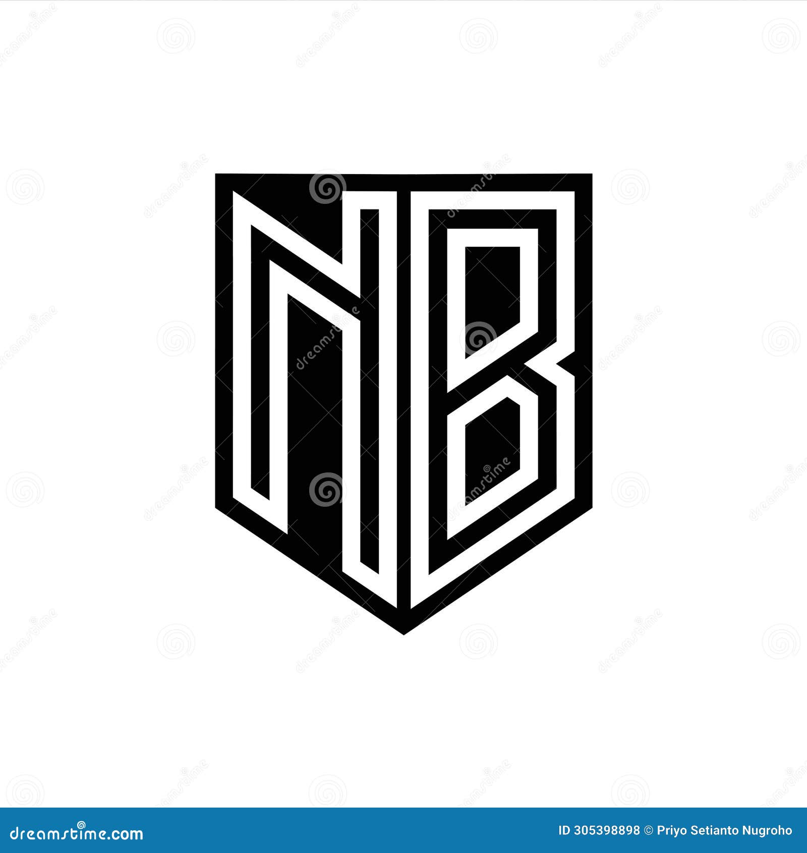 NB Logo Monogram Shield Geometric White Line Inside Black Shield Color ...