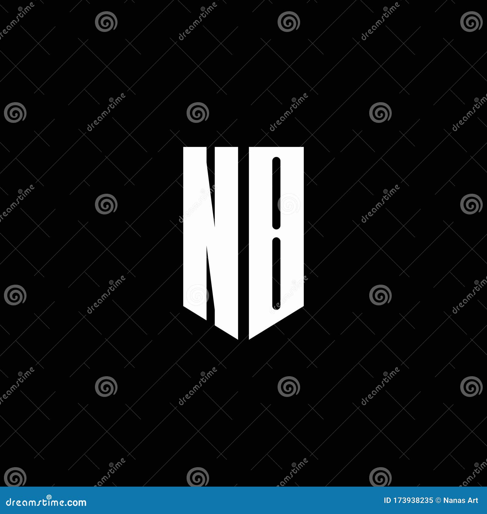 NB Logo Monogram with Emblem Style Isolated on Black Background Stock ...