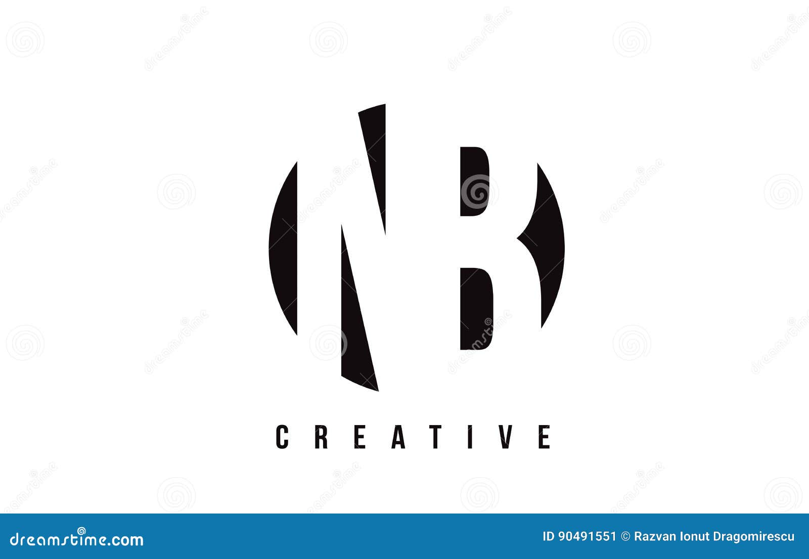 NB N B White Letter Logo Design with Circle Background. Stock Vector ...