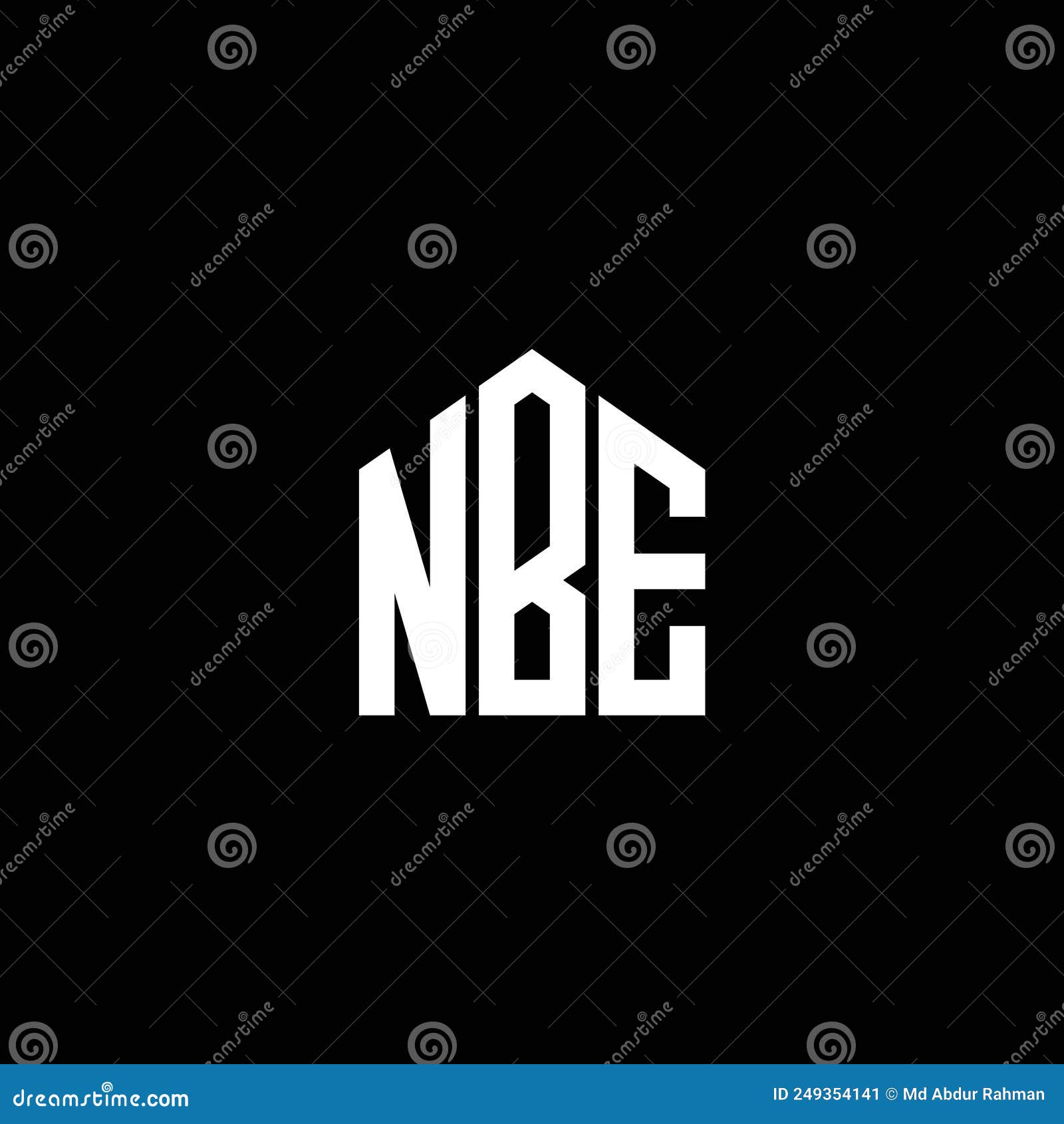NBE Letter Logo Design on BLACK Background. NBE Creative Initials ...