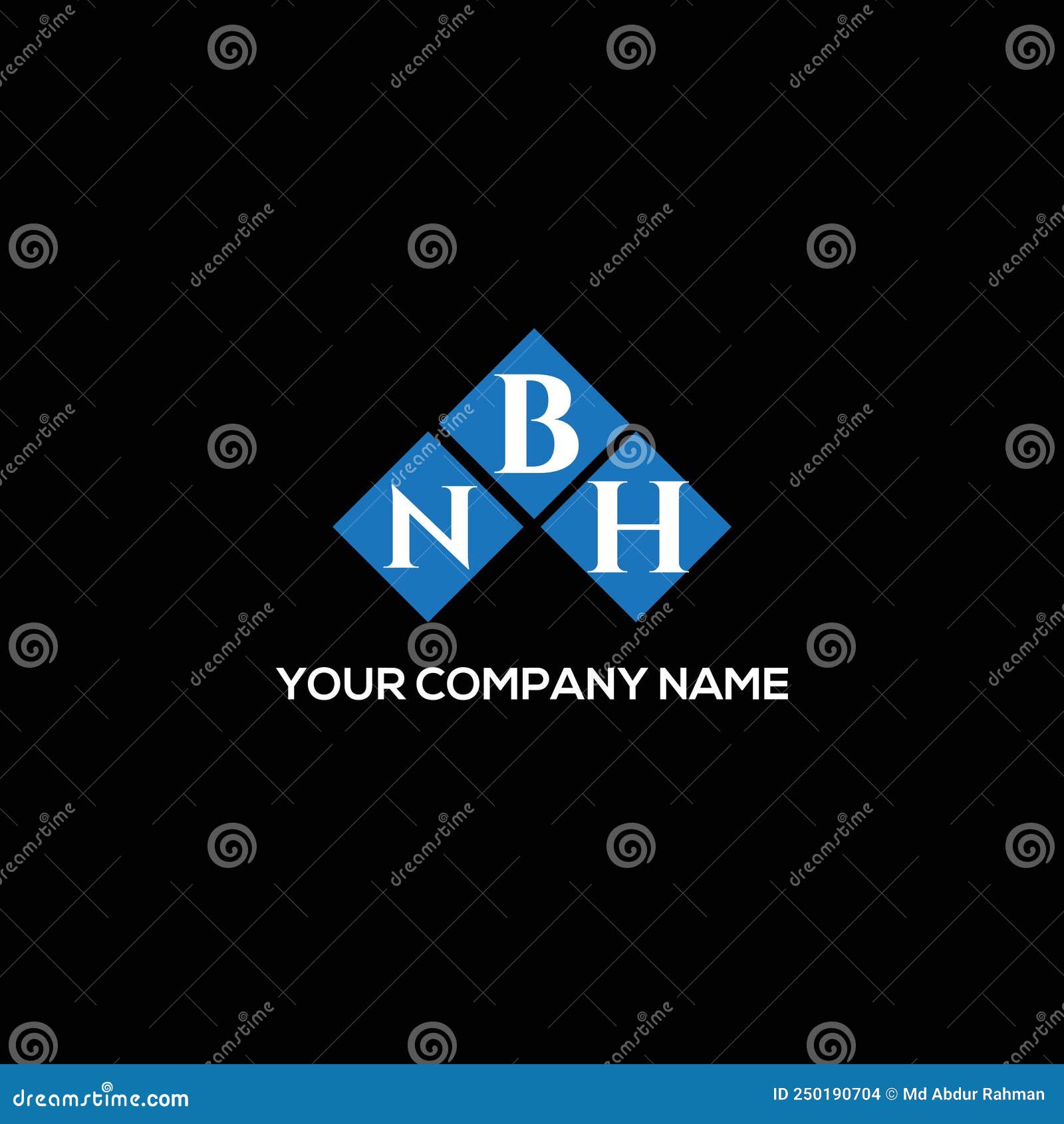 NBH Letter Logo Design on BLACK Background. NBH Creative Initials ...