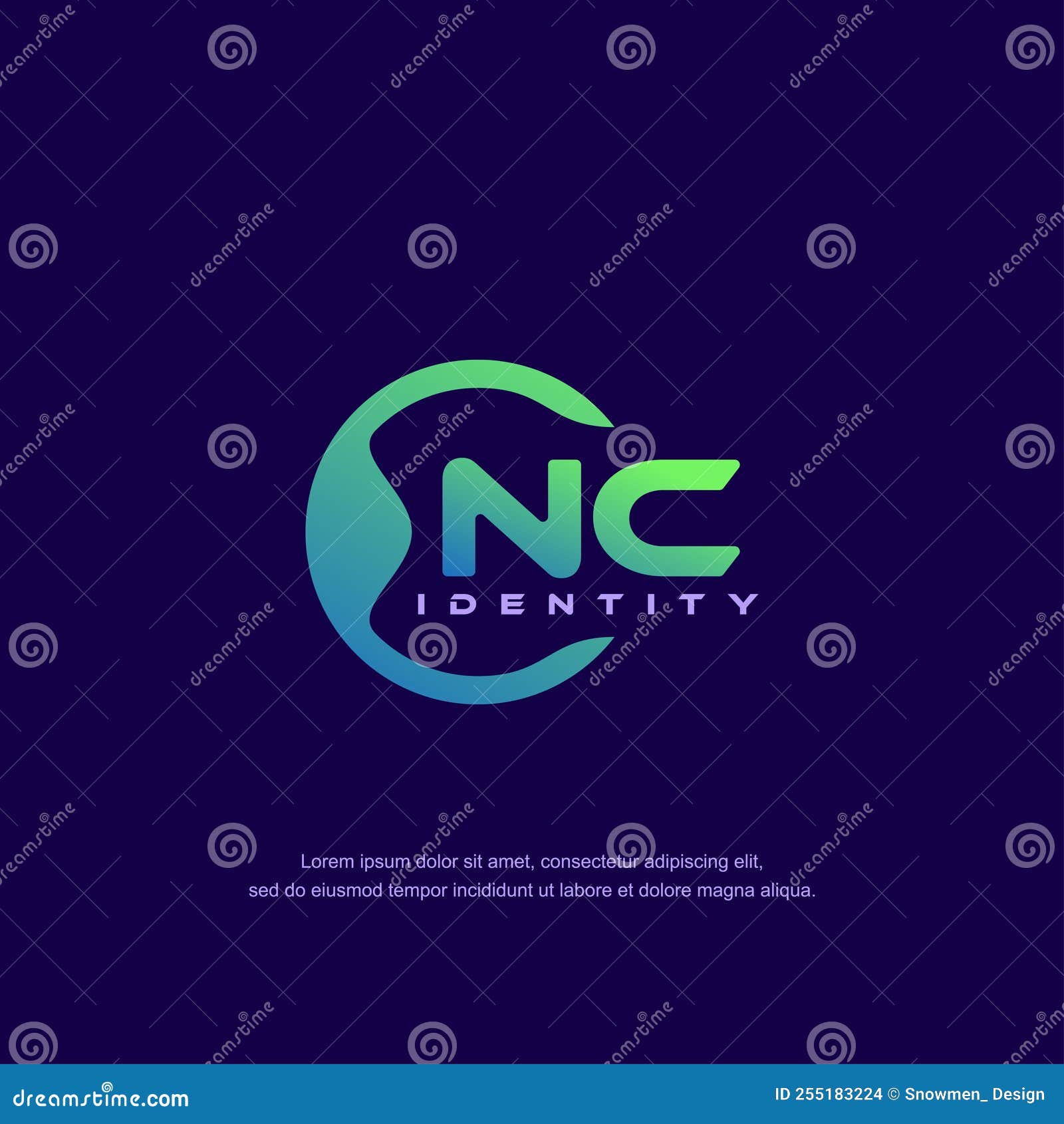 NC Initial Letter Circular Line Logo Template Vector with Gradient ...