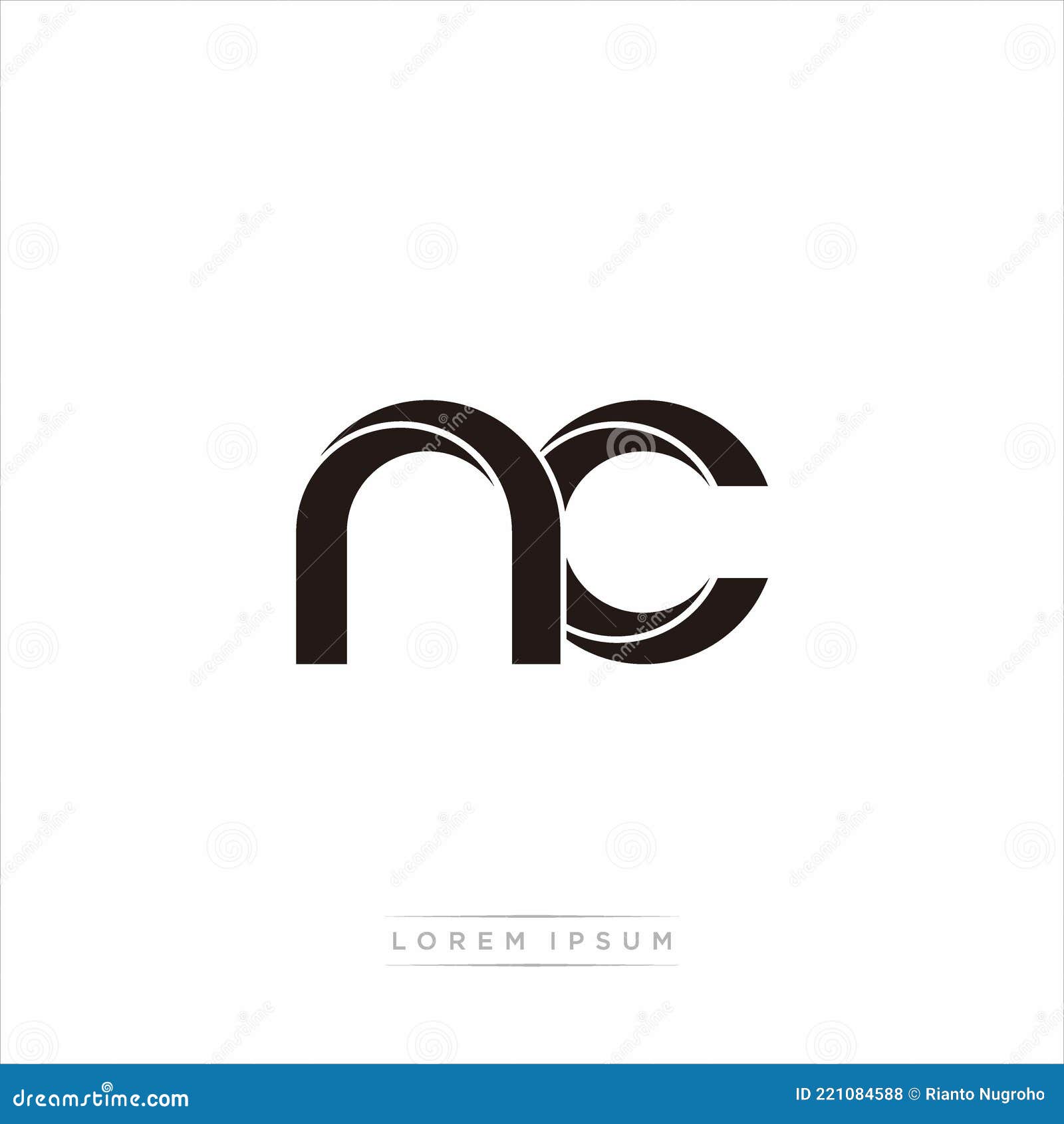 Nc Initial Letter Split Lowercase Modern Monogram Linked Outline ...