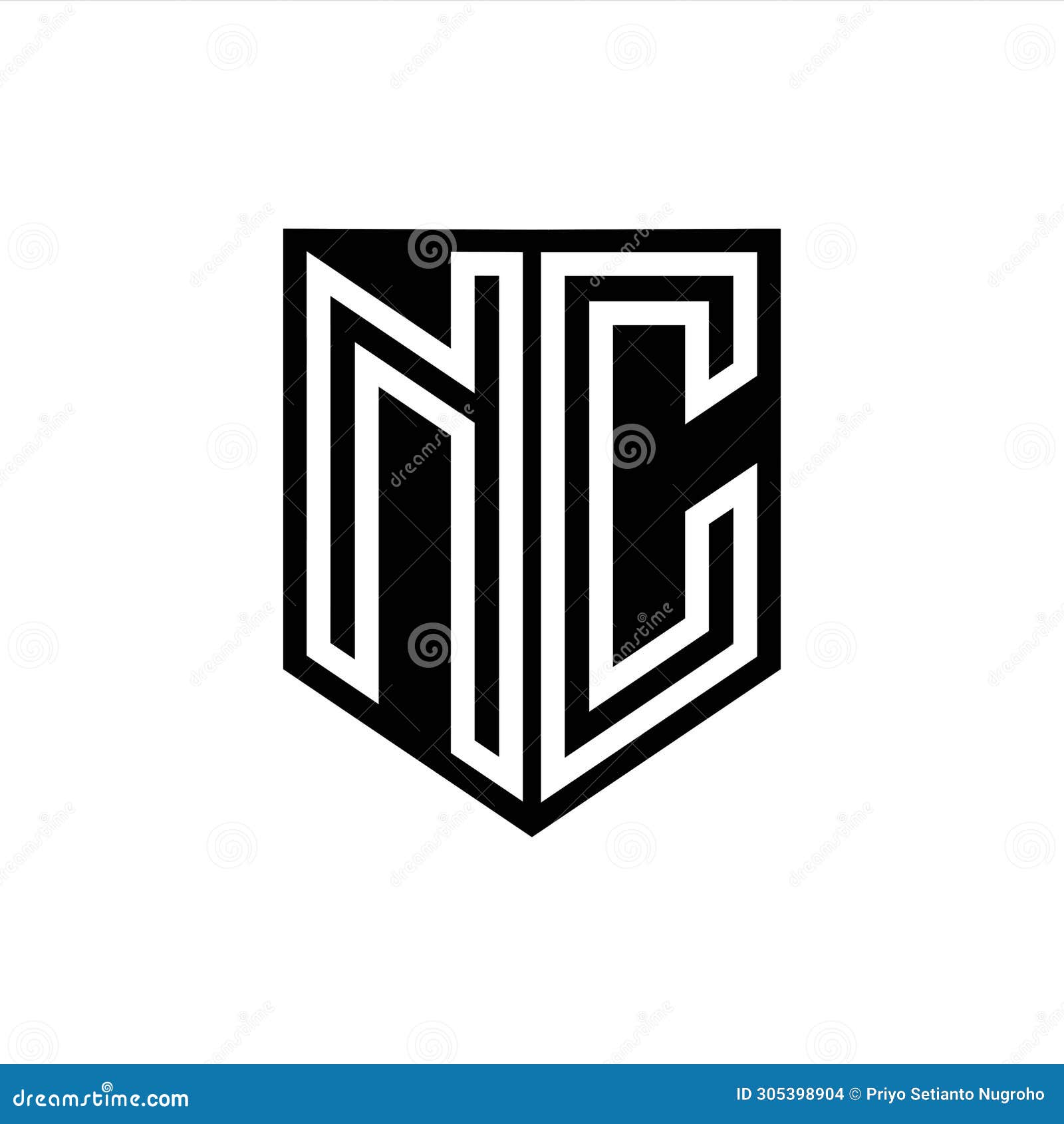 NC Logo Monogram Shield Geometric White Line Inside Black Shield Color ...