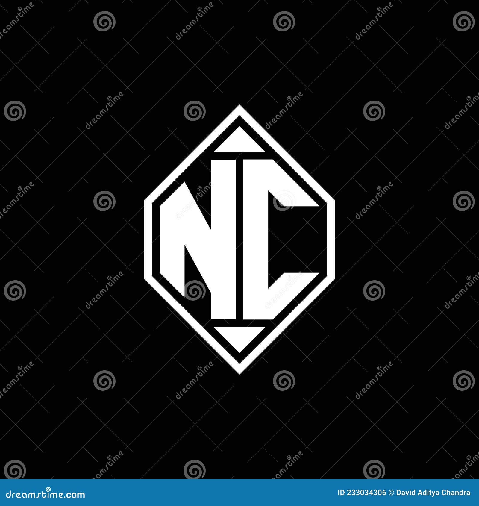 NC Logo Monogram Geometric Shield Shape Style Stock Vector ...