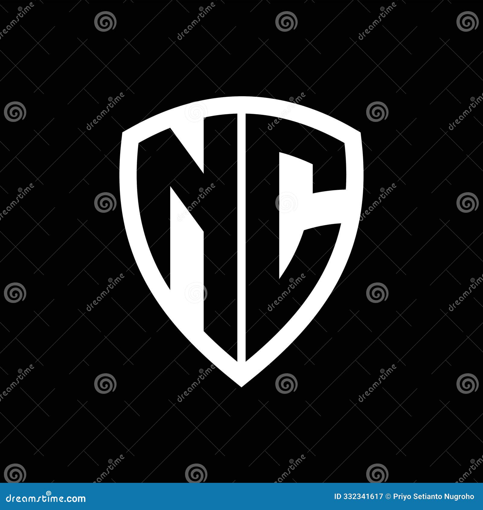 NC Monogram Logo with Bold Letters Shield Shape with Black and White ...