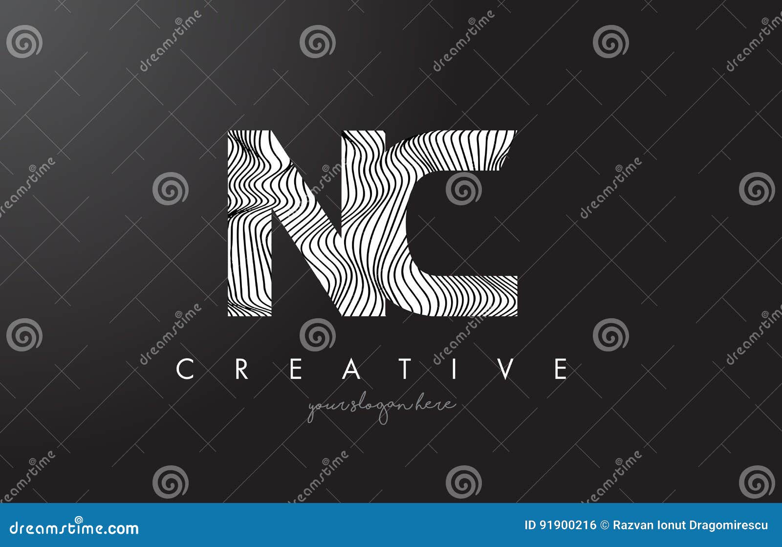 NC N C Letter Logo with Zebra Lines Texture Design Vector. Stock Vector ...