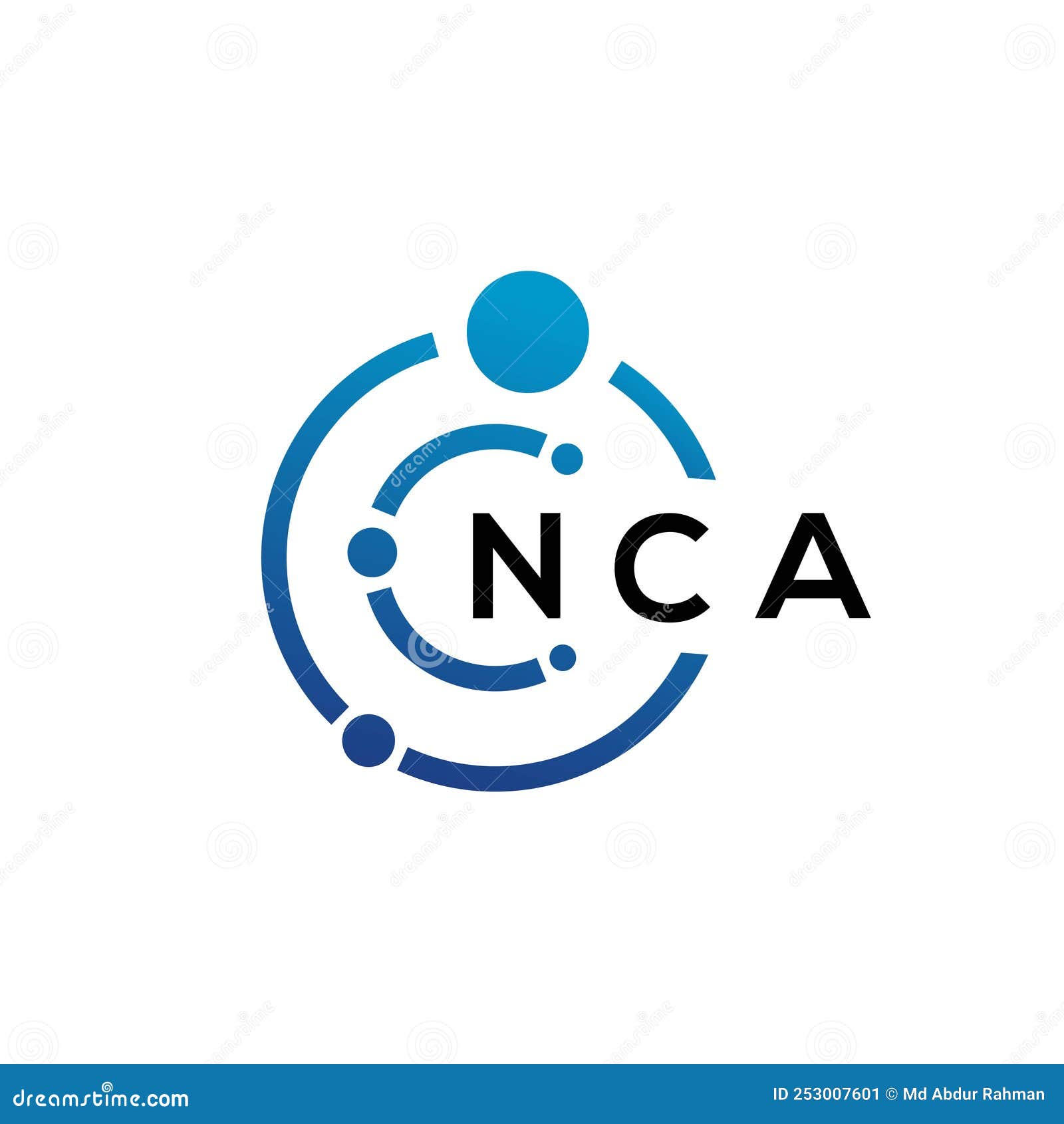 NCA Letter Technology Logo Design On White Background. NCA Creative ...