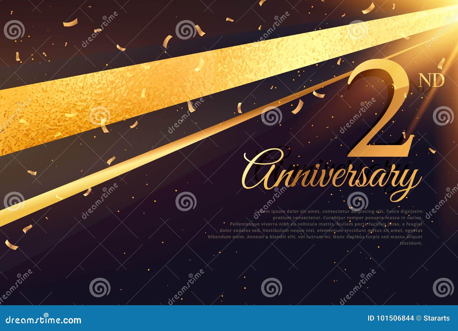 2nd Anniversary Celebration Card Template Stock Vector - Illustration ...