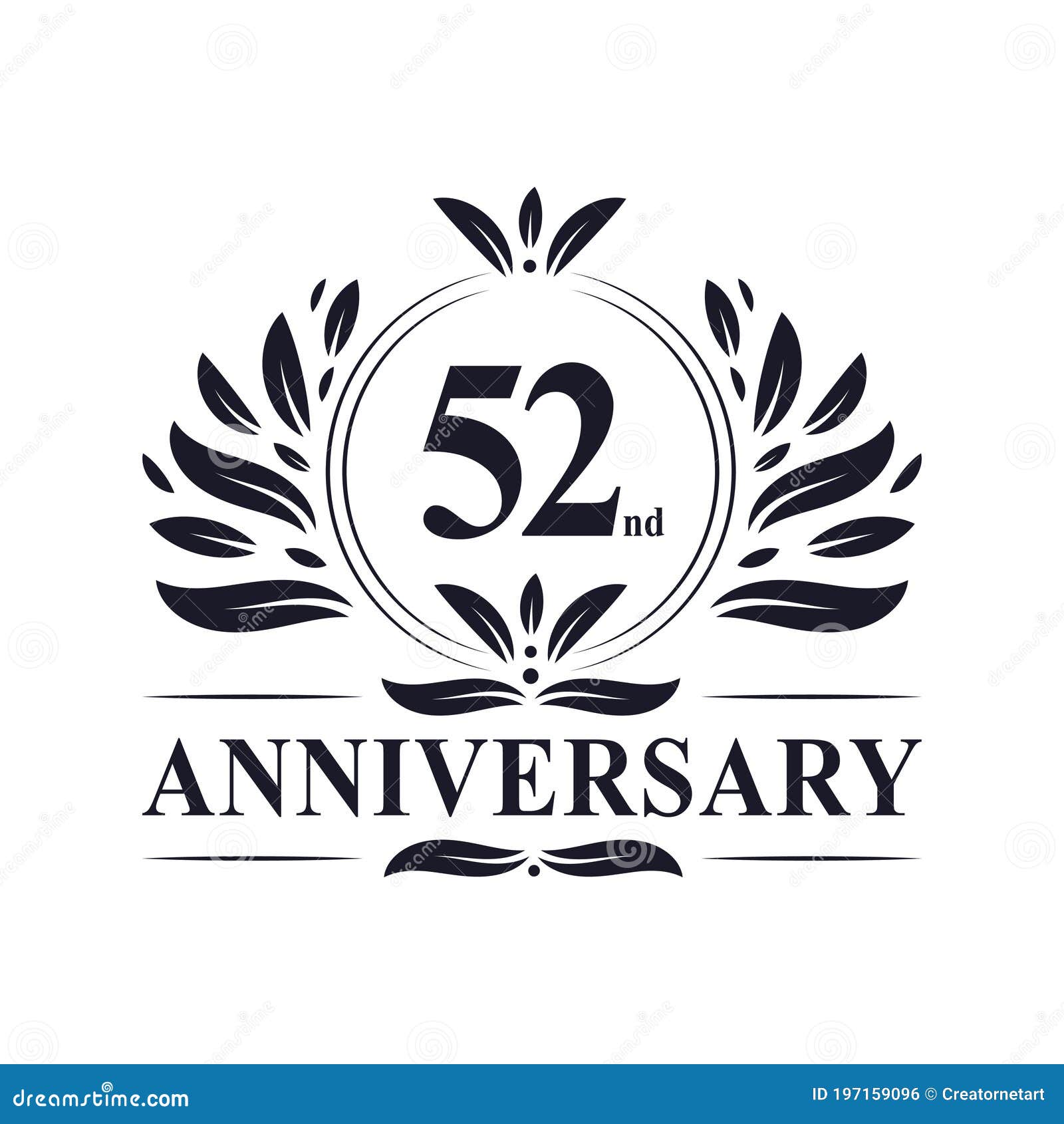 52nd Anniversary Celebration, Luxurious 52 Years Anniversary Logo ...