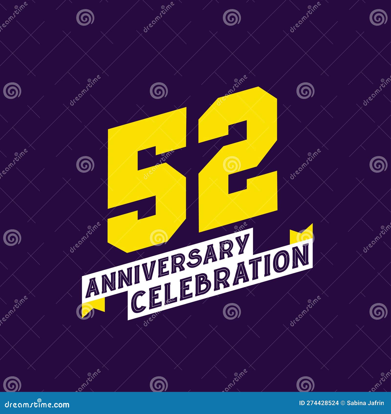 52nd Anniversary Celebration Vector Design, 52 Years Anniversary Stock ...