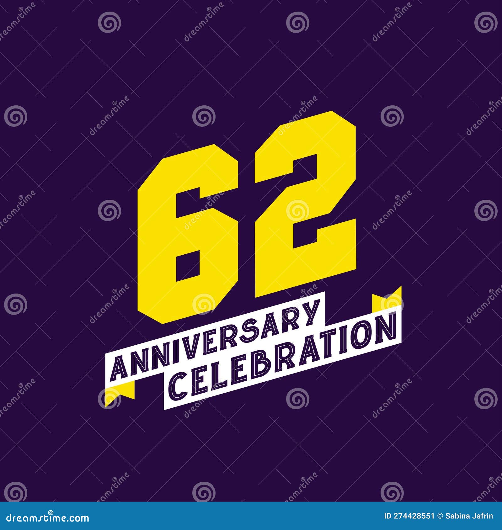 62nd Anniversary Design, Luxurious Golden Color 62 Years Anniversary ...