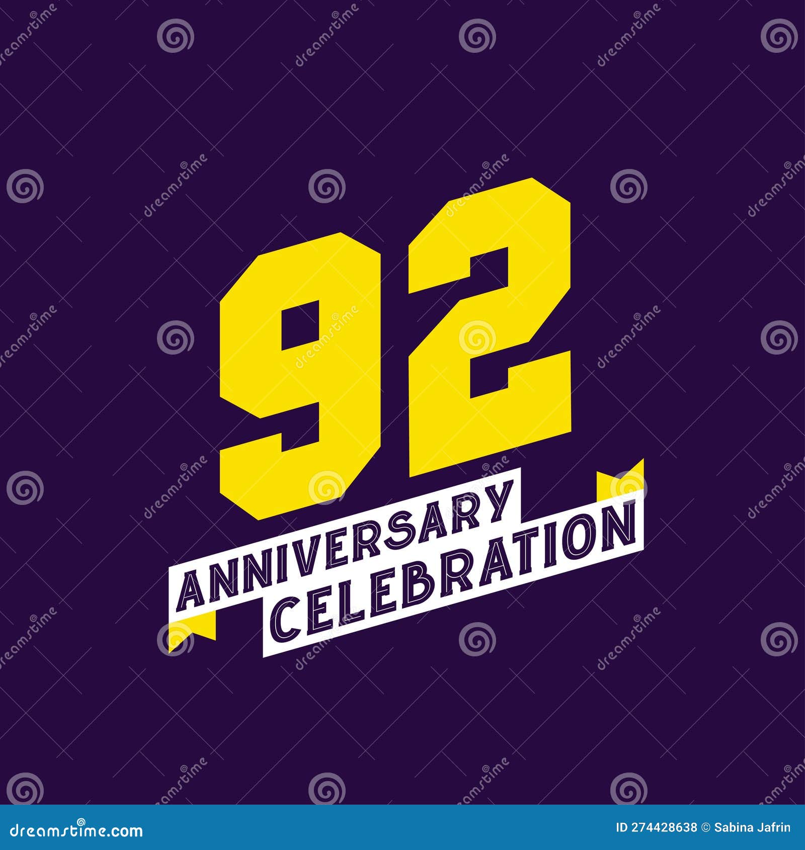 92nd Anniversary Celebration. Golden Number 92nd With Sparkling ...