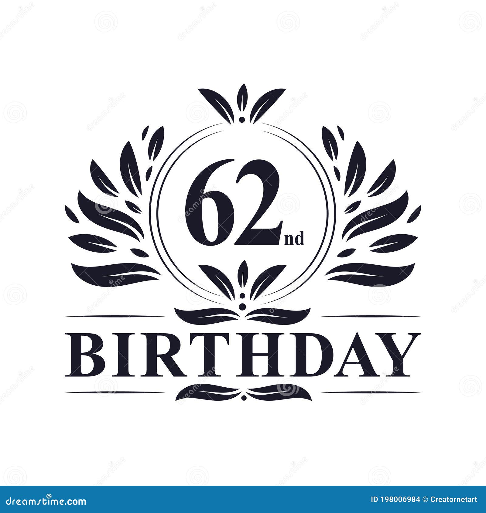 62 Years Birthday Logo, 62nd Birthday Celebration Stock Vector ...