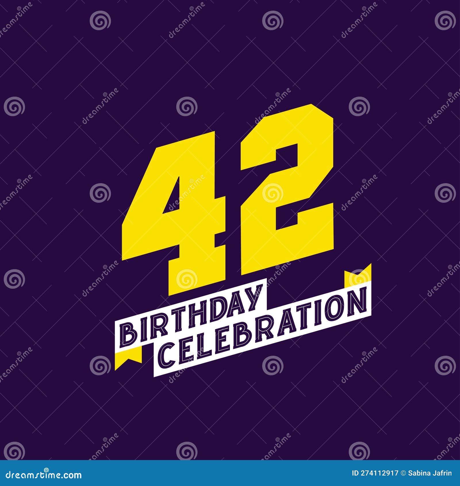 42nd Birthday Celebration Vector Design, 42 Years Birthday Stock Vector ...