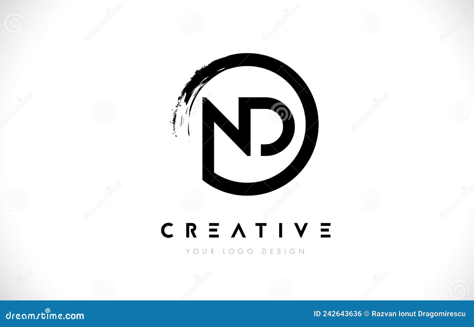 ND Letter Logo with Circle Brush Design and White Background Stock ...