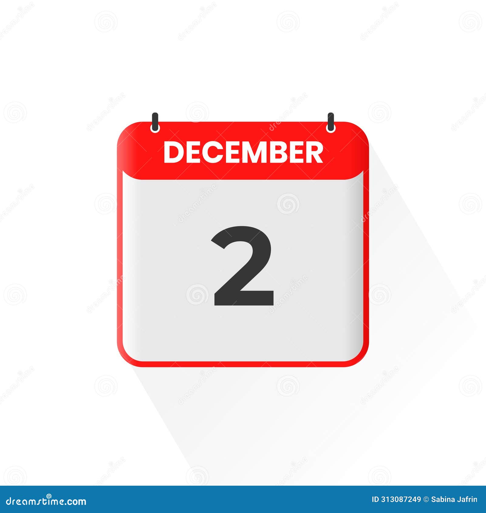 2nd December Calendar Icon. December 2 Calendar Date Month Icon Vector ...