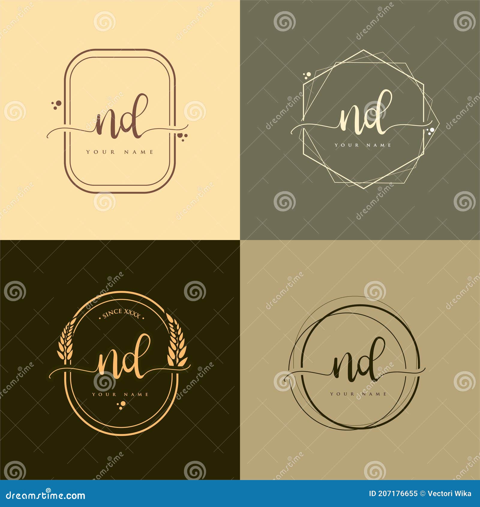 ND Initial Handwriting Logo Vector Sets. Hand Lettering Initials Logo ...