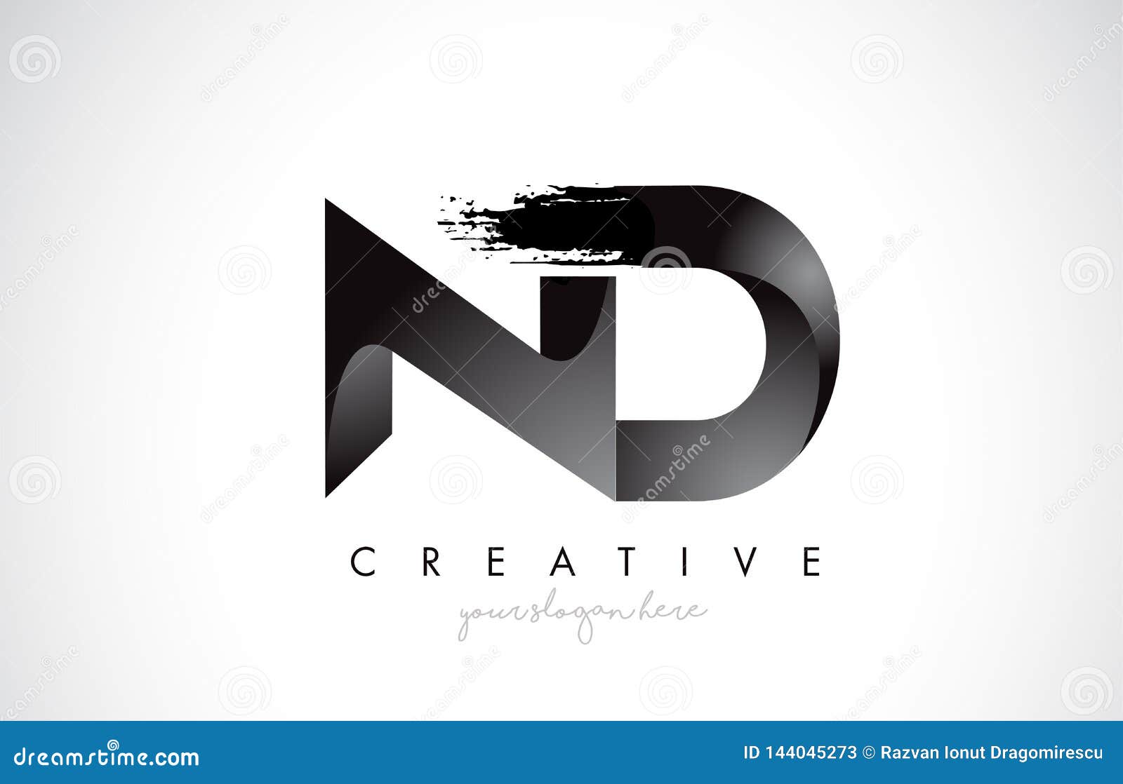 ND Letter Design with Brush Stroke and Modern 3D Look Stock Vector ...