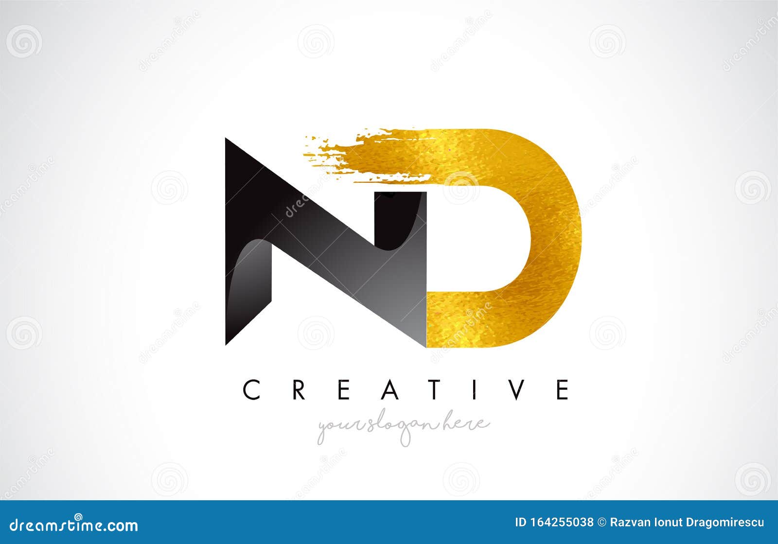 ND Letter Design with Brush Stroke and Modern 3D Look Stock Vector ...