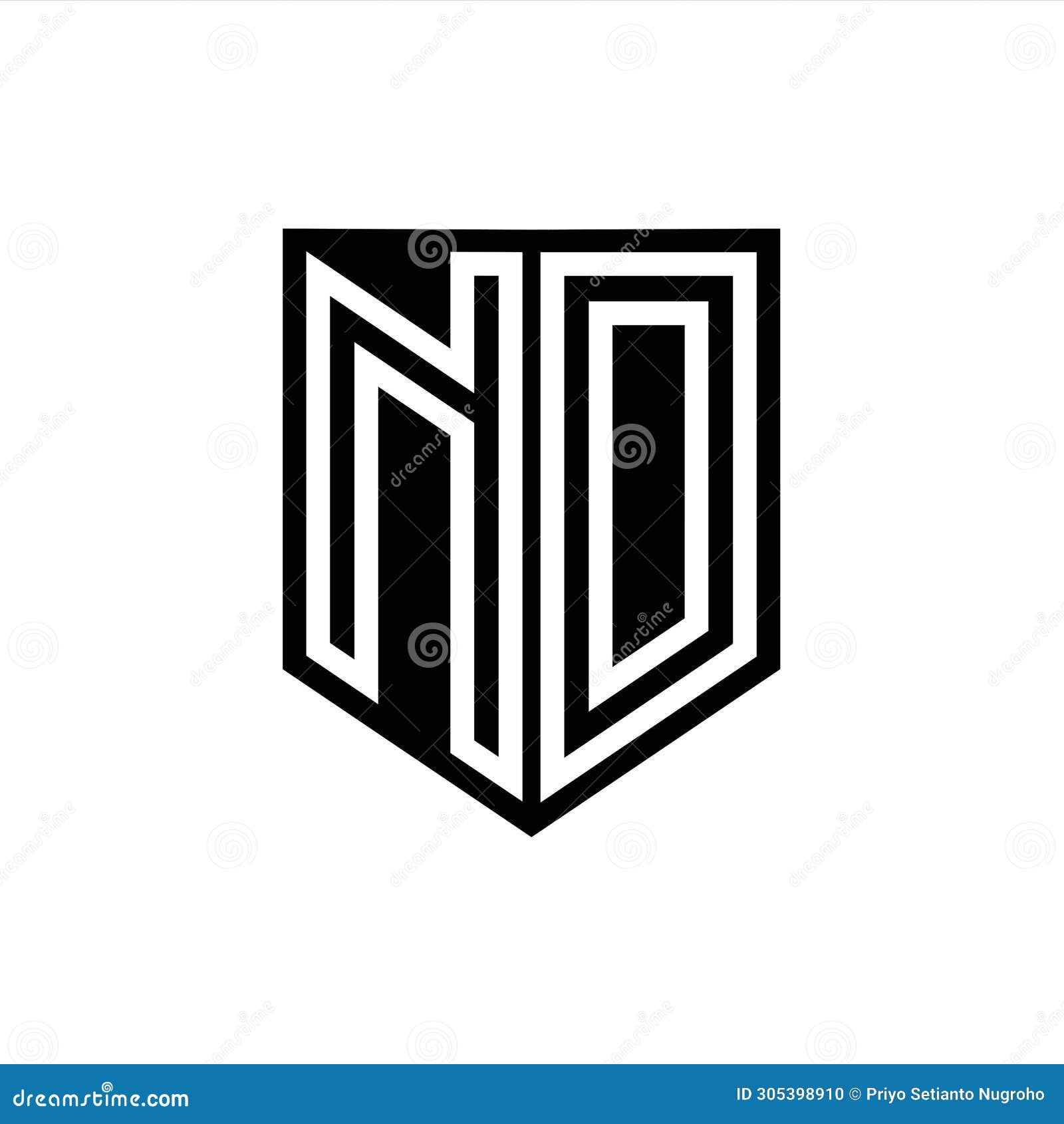 ND Logo Monogram Shield Geometric White Line Inside Black Shield Color ...