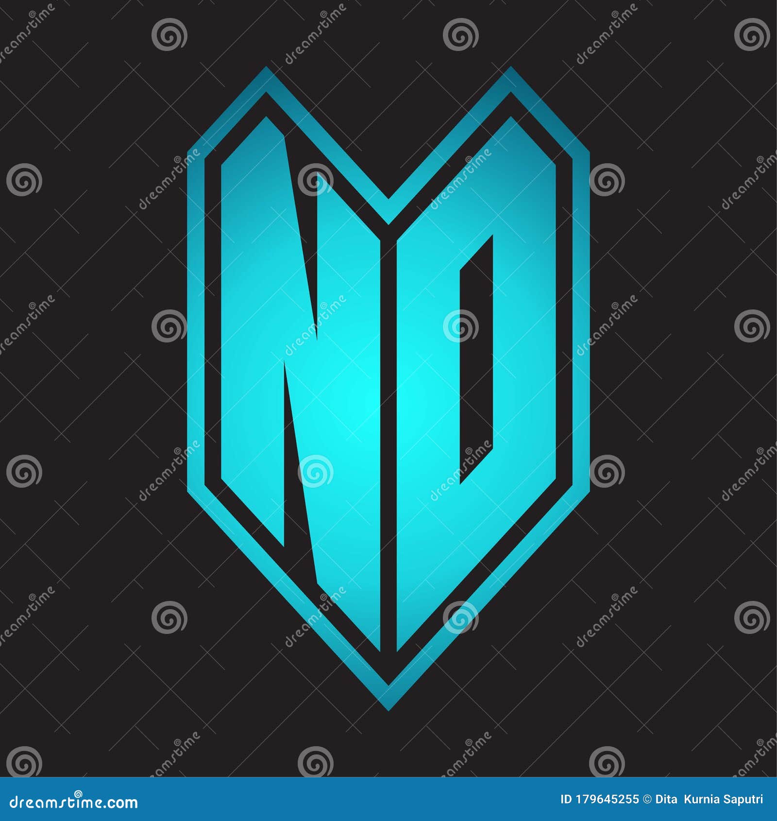 ND Logo Monogram with Emblem Line Style Isolated on Blue Gradient ...