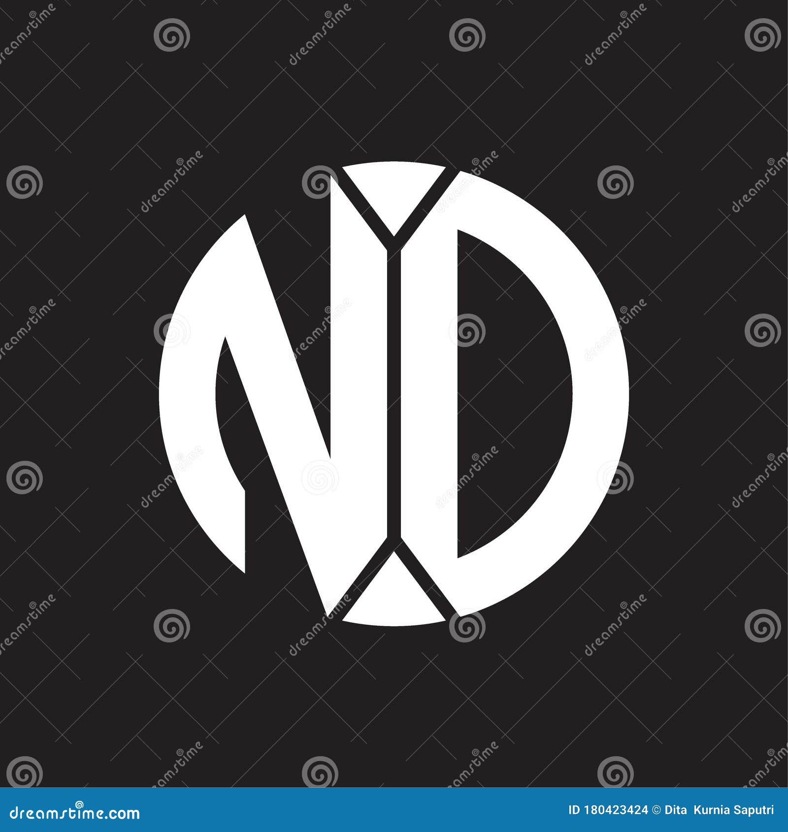 ND Logo Monogram with Piece Circle Ribbon Style Stock Illustration ...