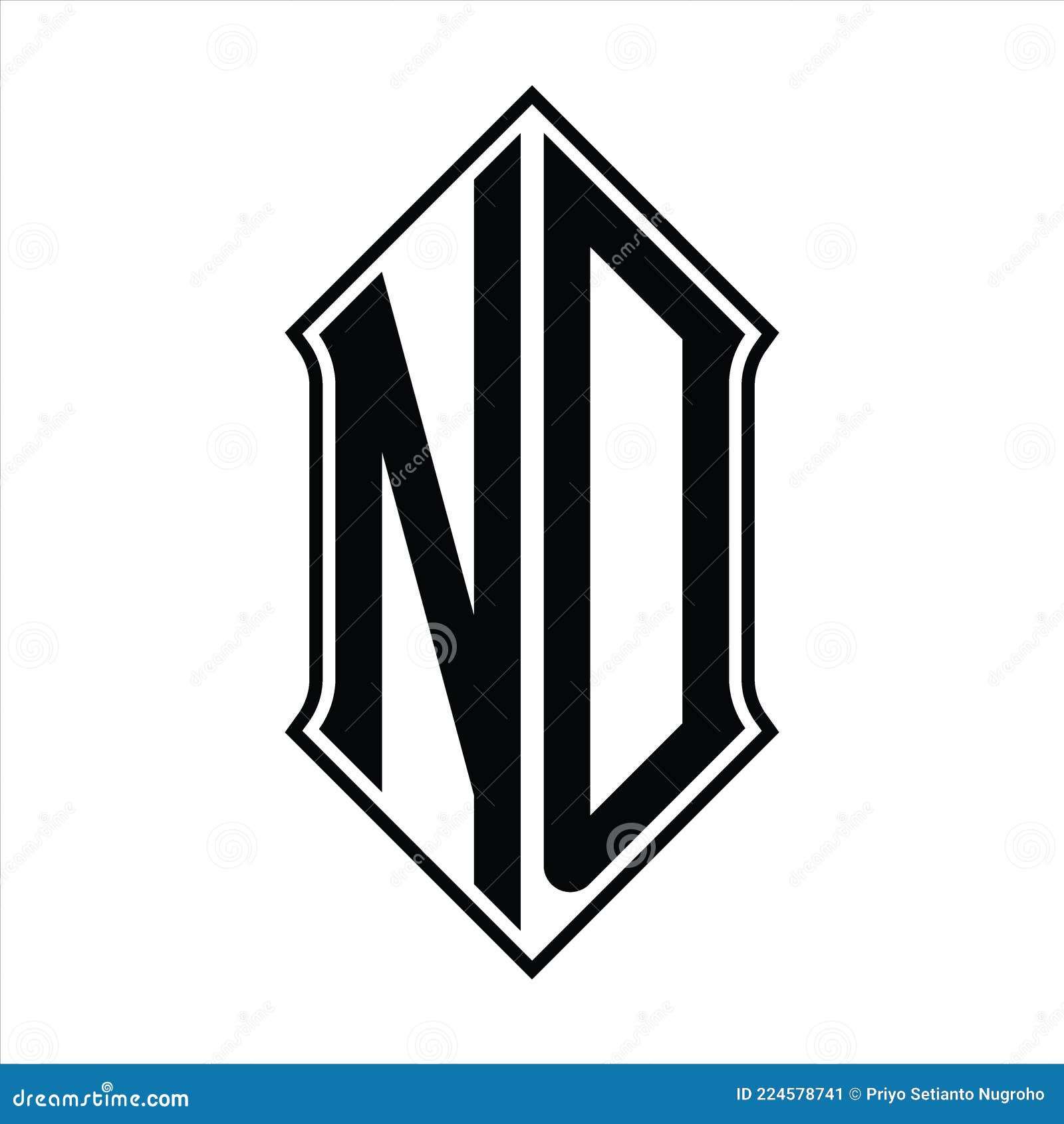 ND Logo Monogram with Shieldshape and Outline Design Template Vector ...
