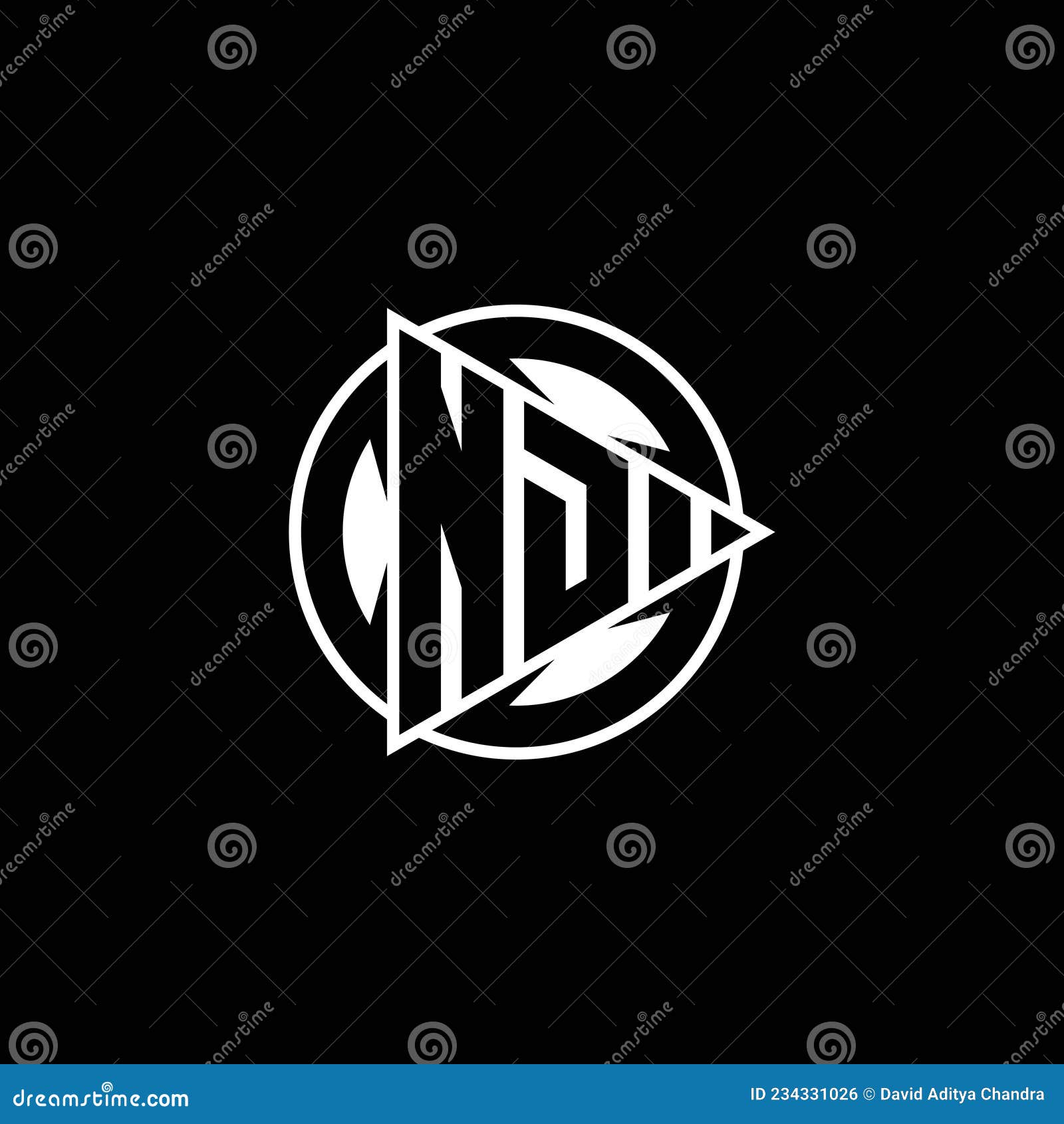 ND Logo Monogram Triangle Play Shape Circle Rounded Stock Vector ...