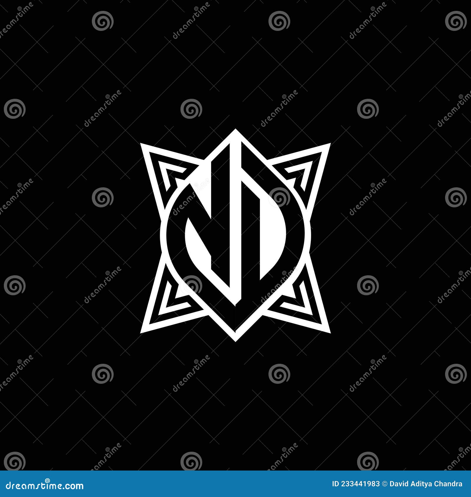 ND Monogram Letter Geometric Star Style Stock Vector - Illustration of ...