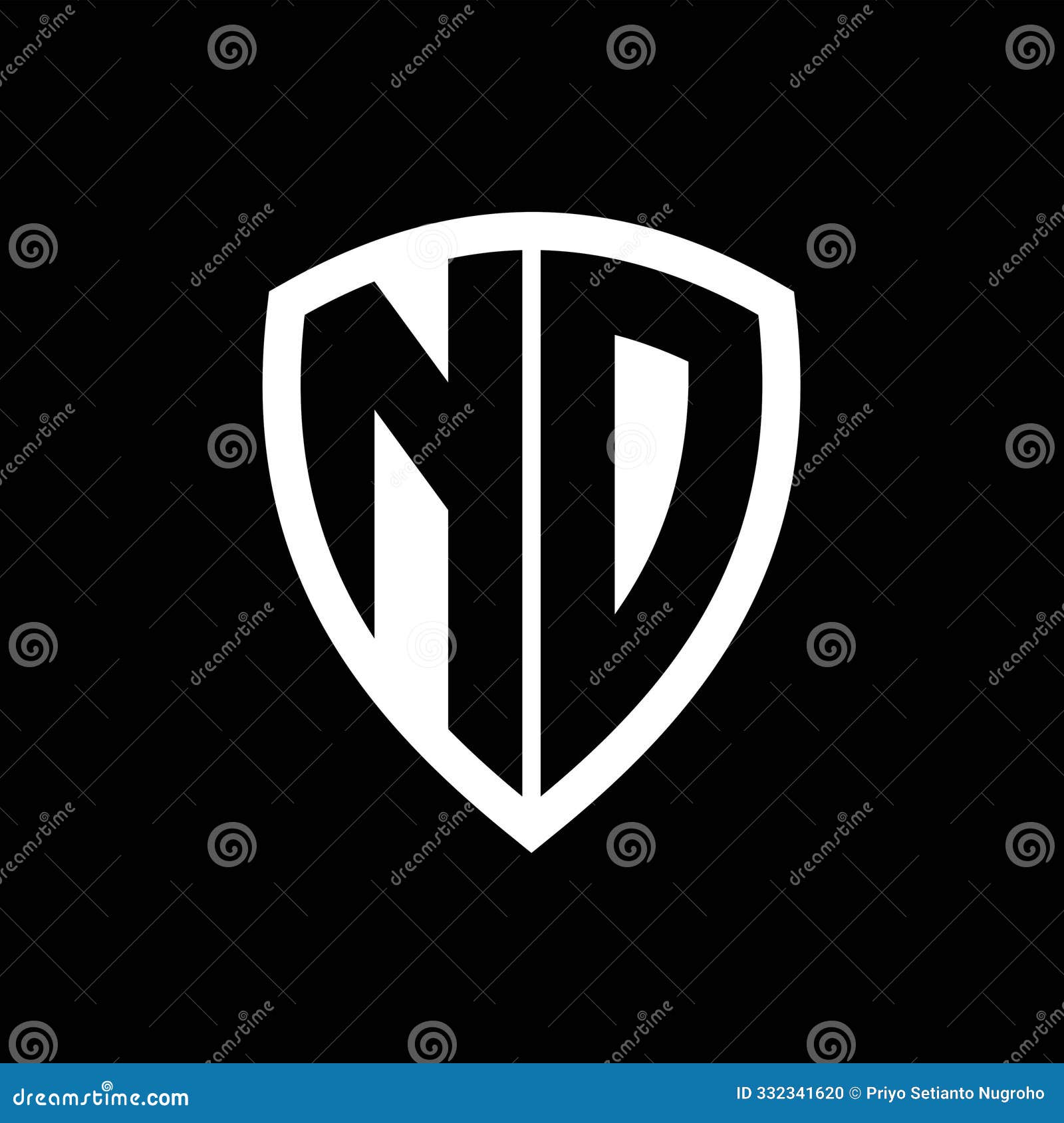 ND Monogram Logo with Bold Letters Shield Shape with Black and White ...