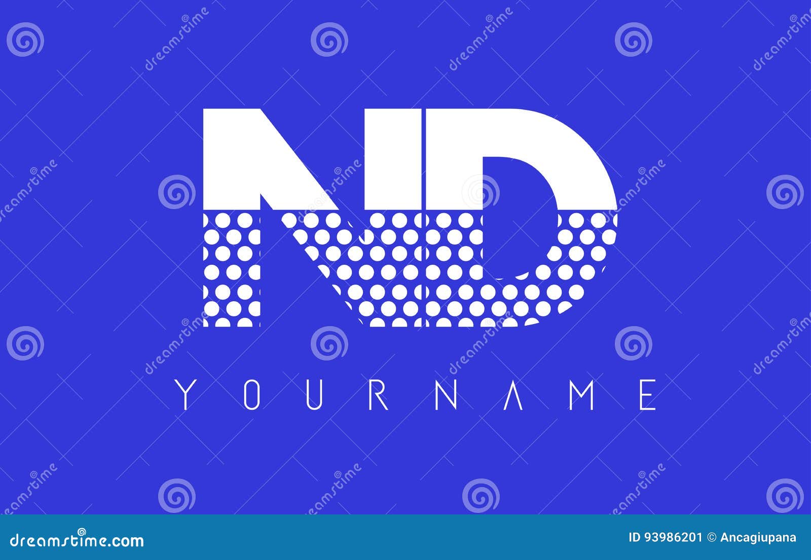 ND N D Dotted Letter Logo Design with Blue Background. Stock Vector ...