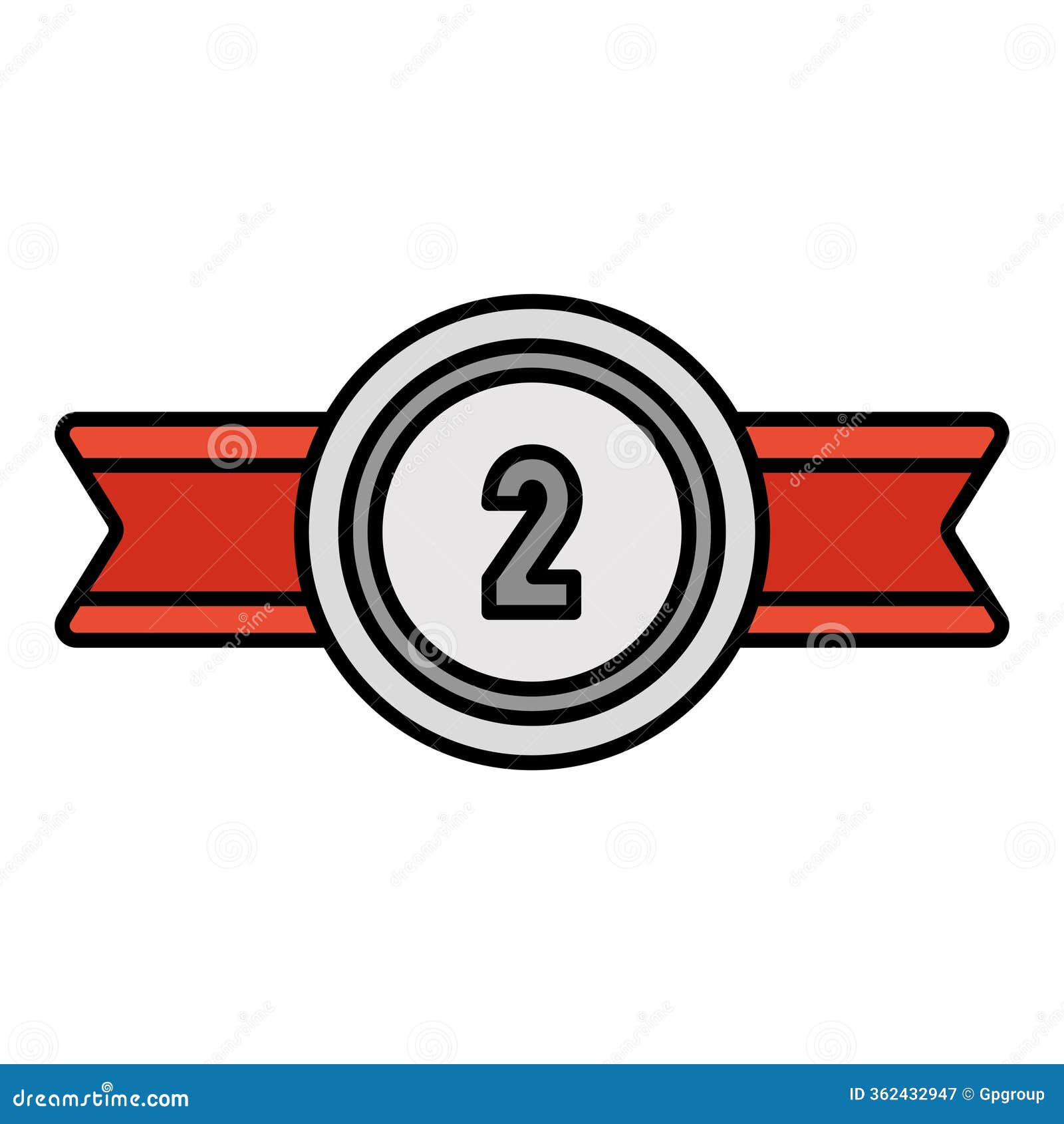 2nd Place Ribbon Medal Icon Stock Illustration - Illustration of ...