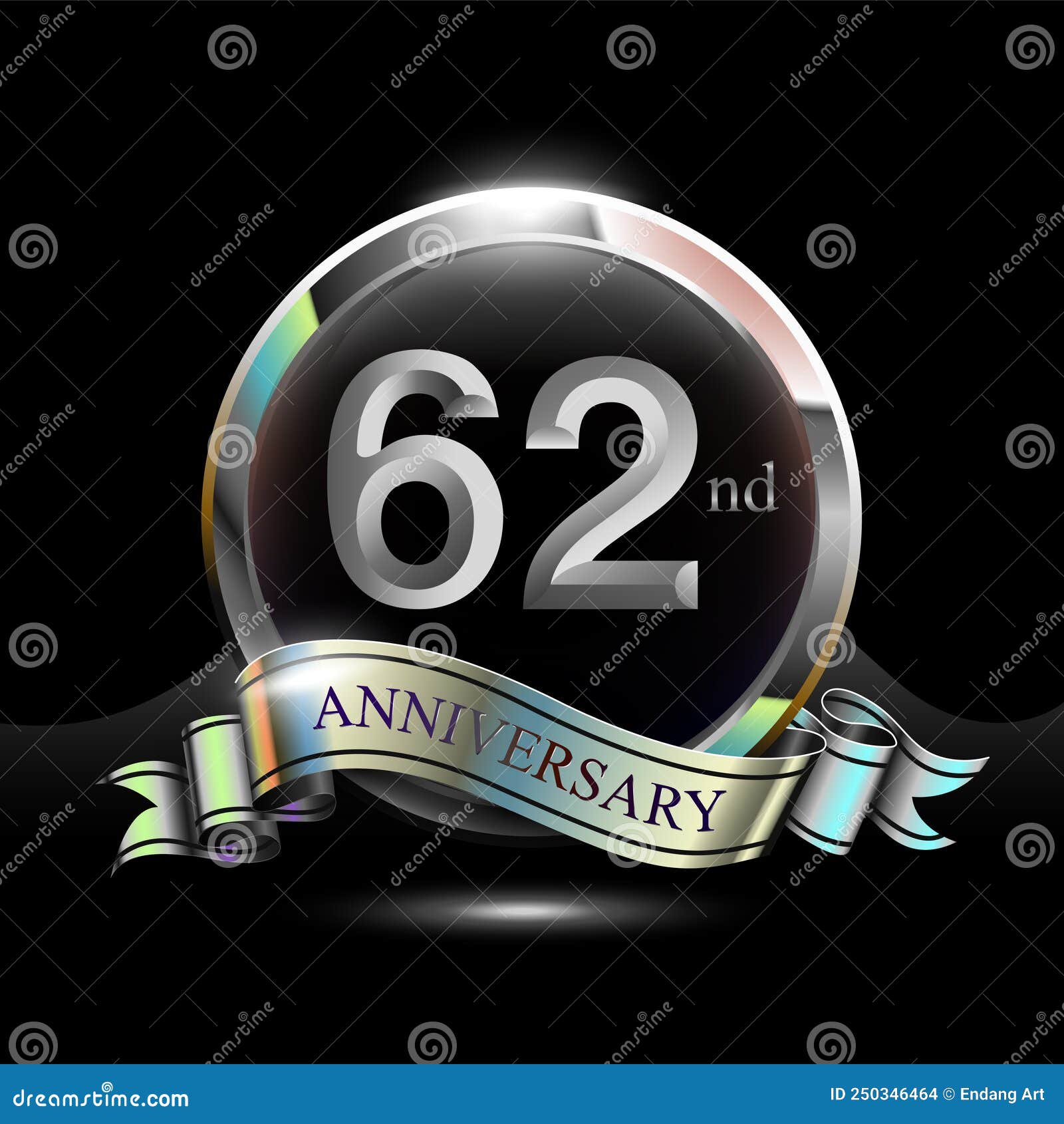 62nd Silver Anniversary Logo Stock Vector - Illustration of party ...
