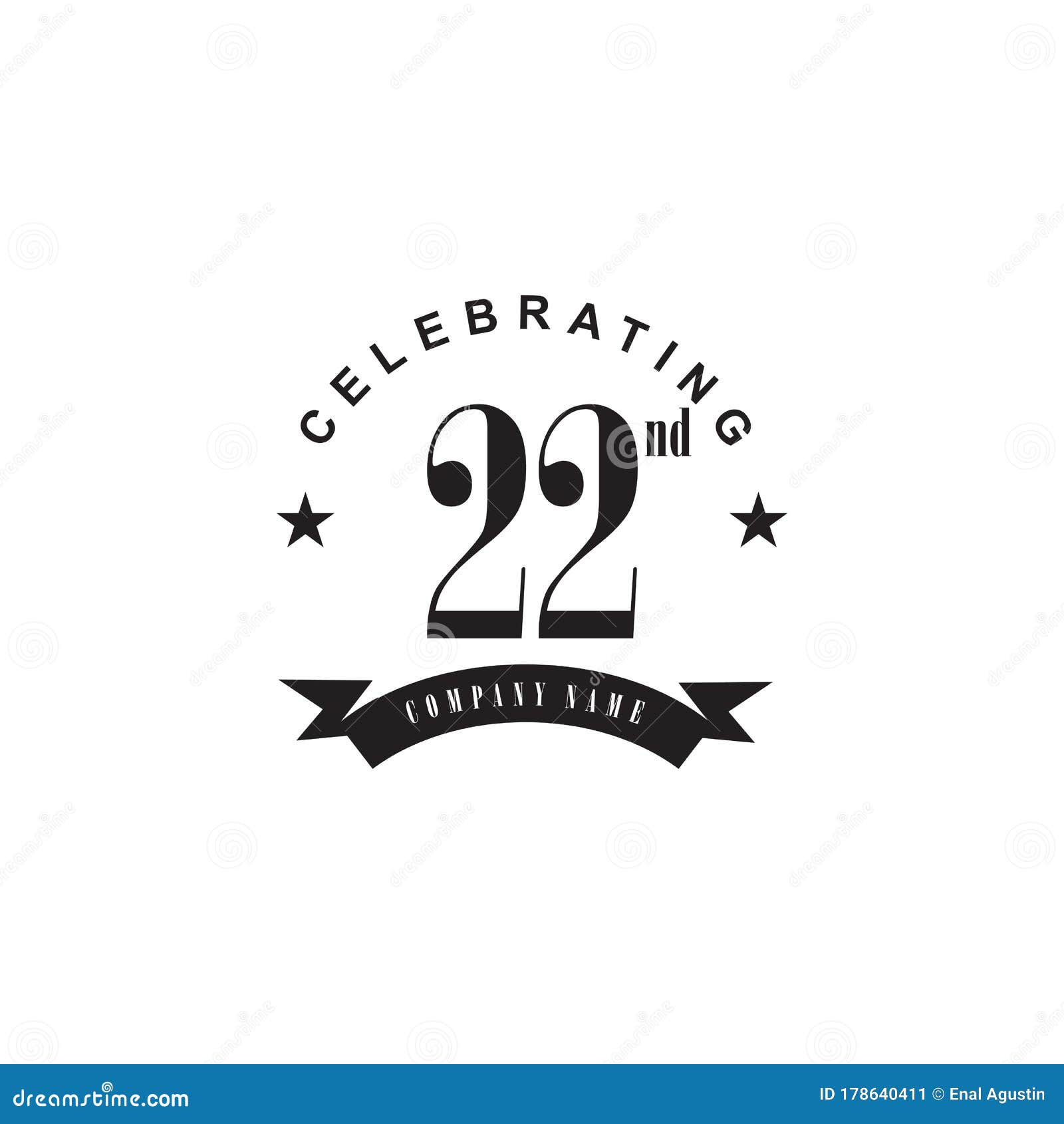 22nd Year Anniversary Logo Design Template Vector Illustration ...