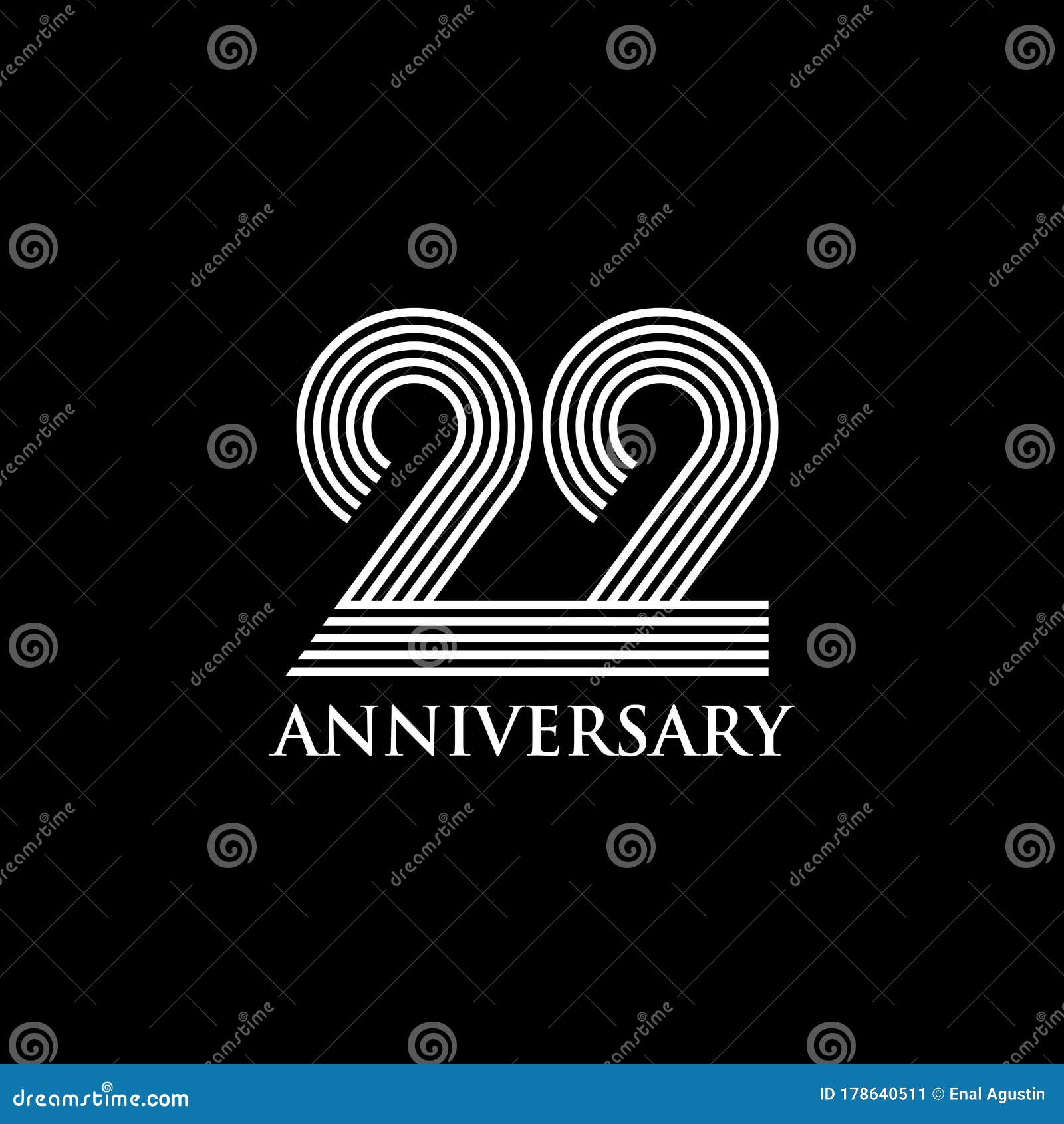 22nd Year Anniversary Logo Design Template Vector Illustration ...