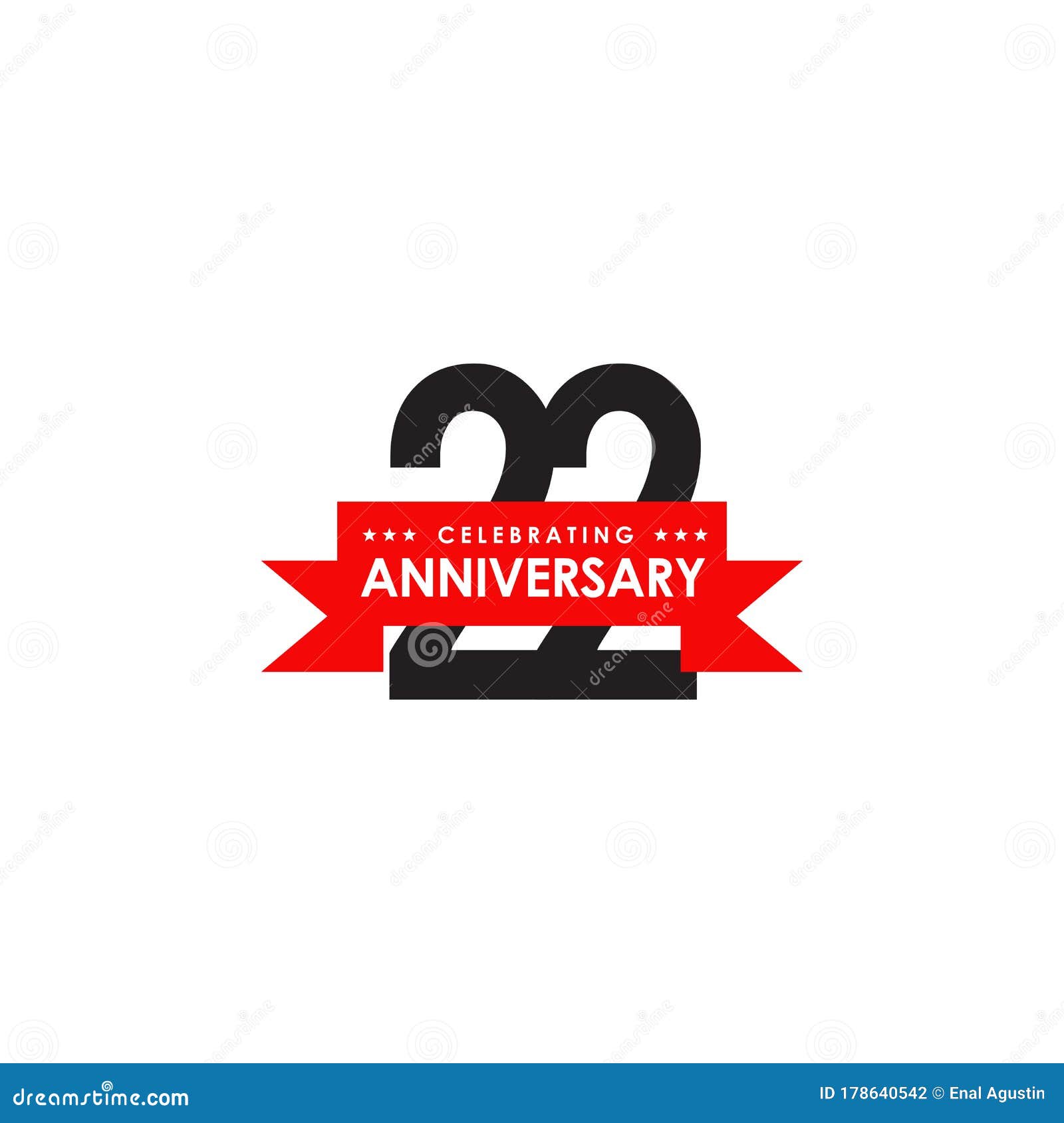 22nd Year Anniversary Logo Design Template Stock Vector - Illustration ...