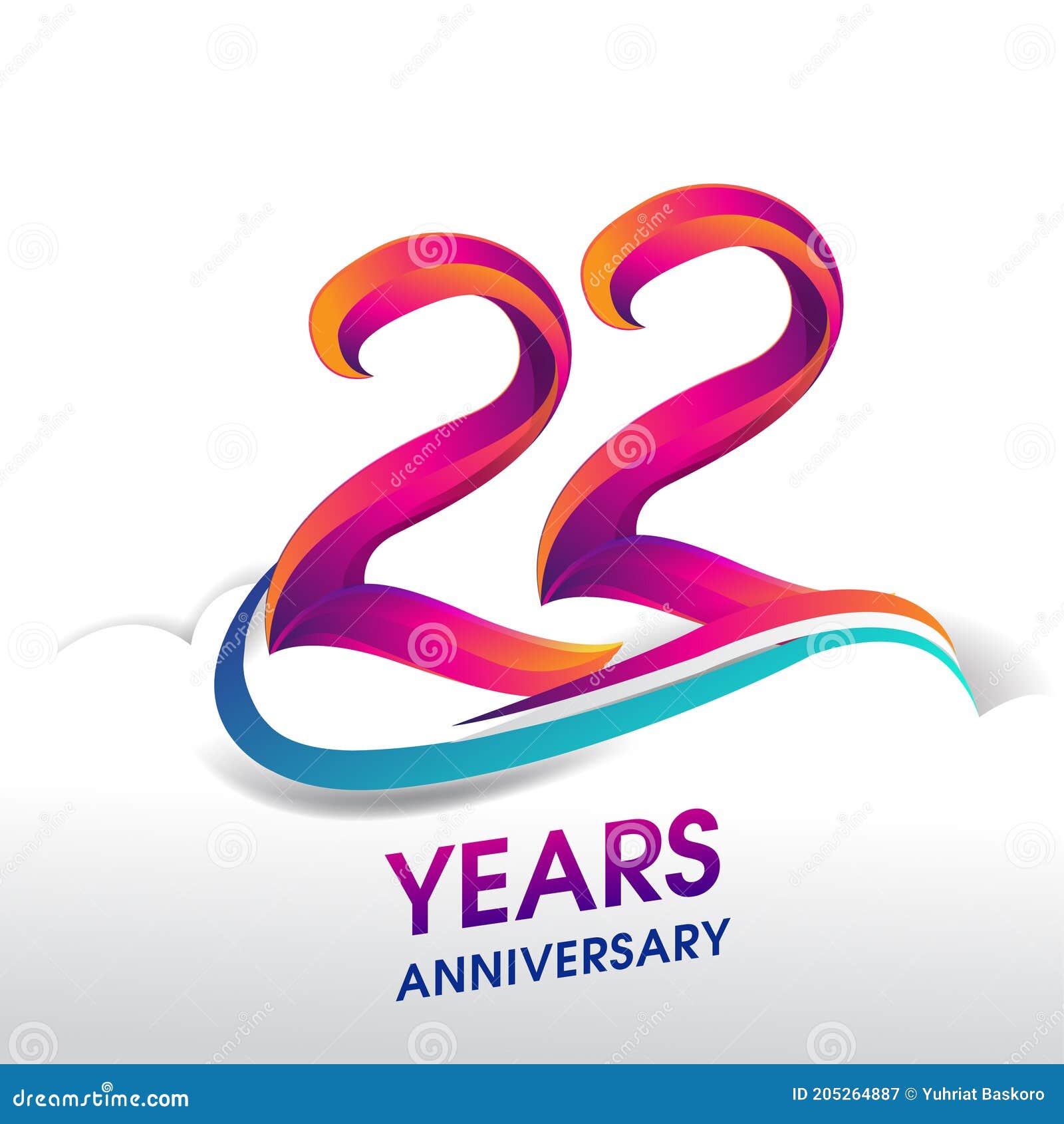 22nd Years Anniversary Celebration Logo Birthday Vector Design Stock