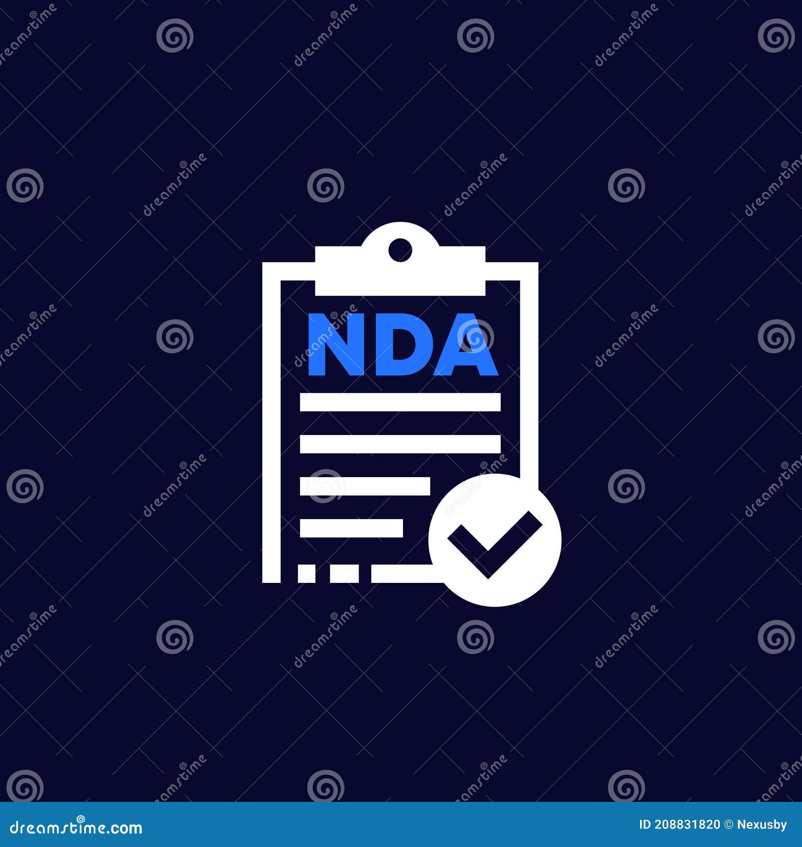 NDA Agreement Document Vector Icon on Dark Stock Vector - Illustration ...