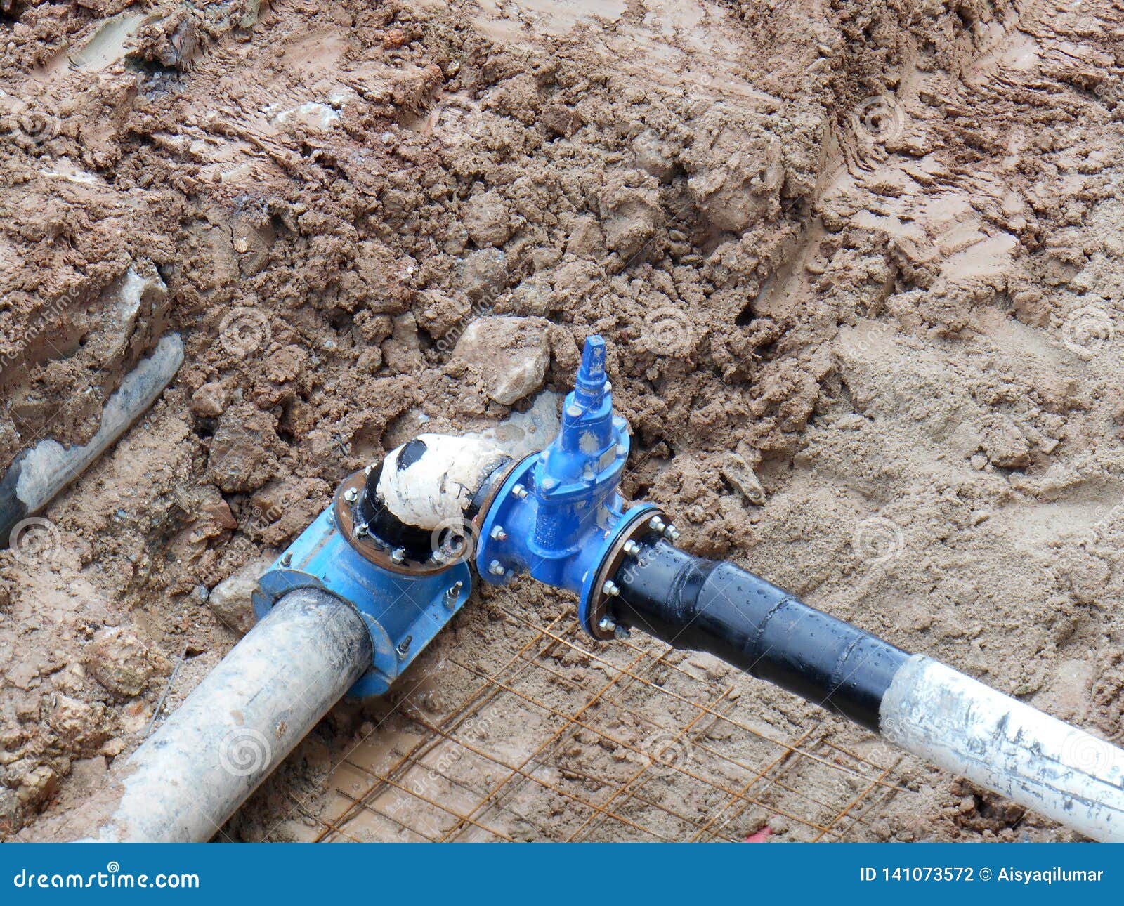 Nderground Piping Work in Progress at the Construction Site. Editorial ...