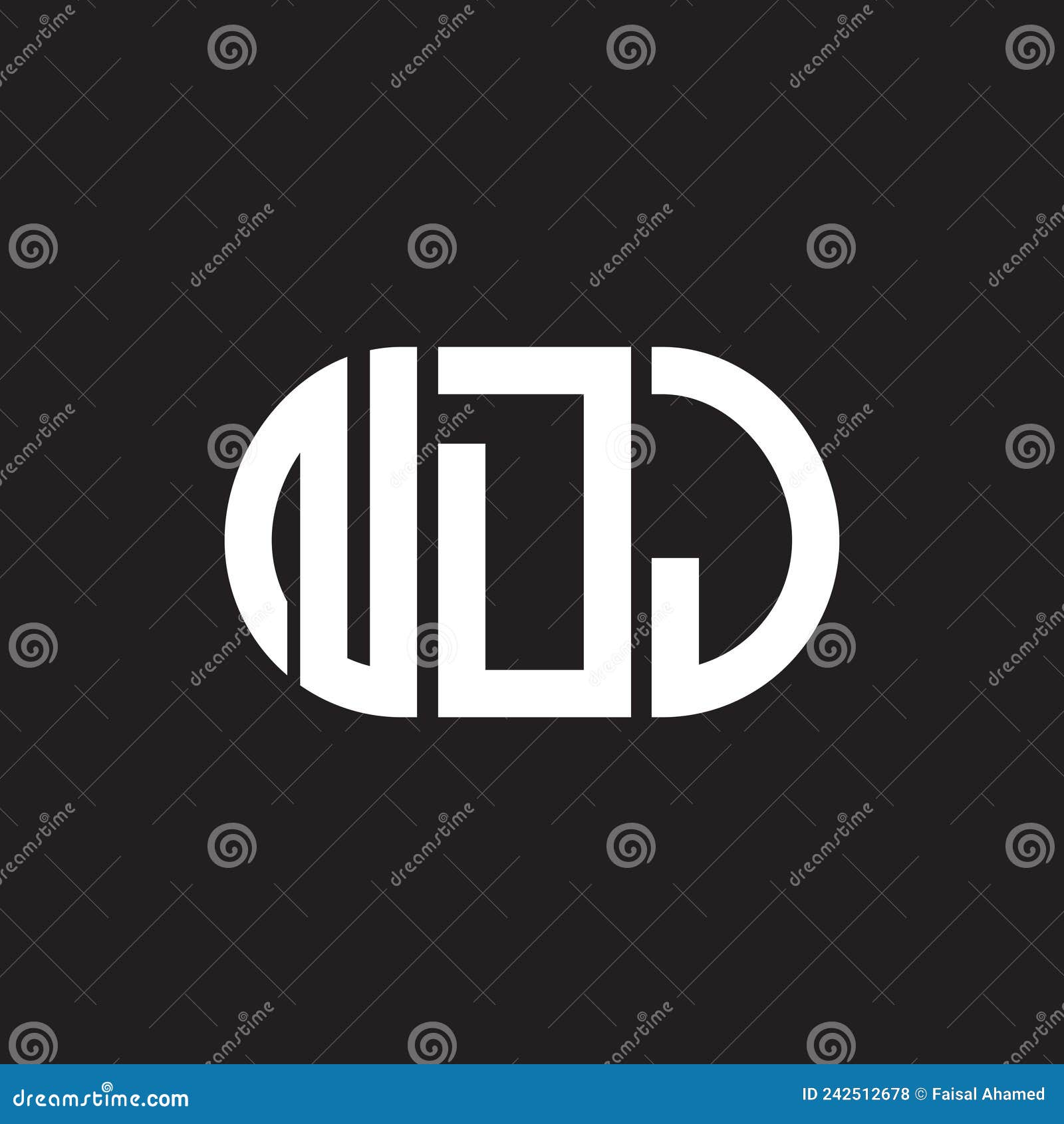 NDJ Letter Logo Design on Black Background. NDJ Creative Initials ...